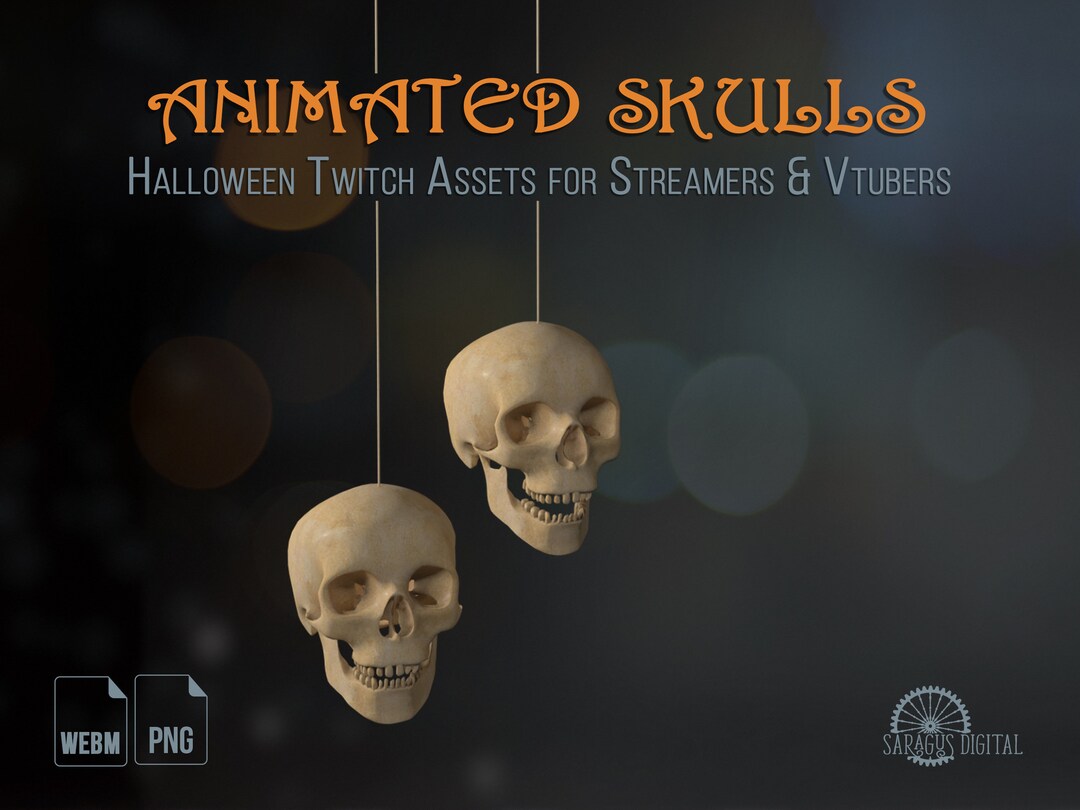 Animated Skulls Halloween Twitch Overlay, Stream Asset, Spooky Decor ...