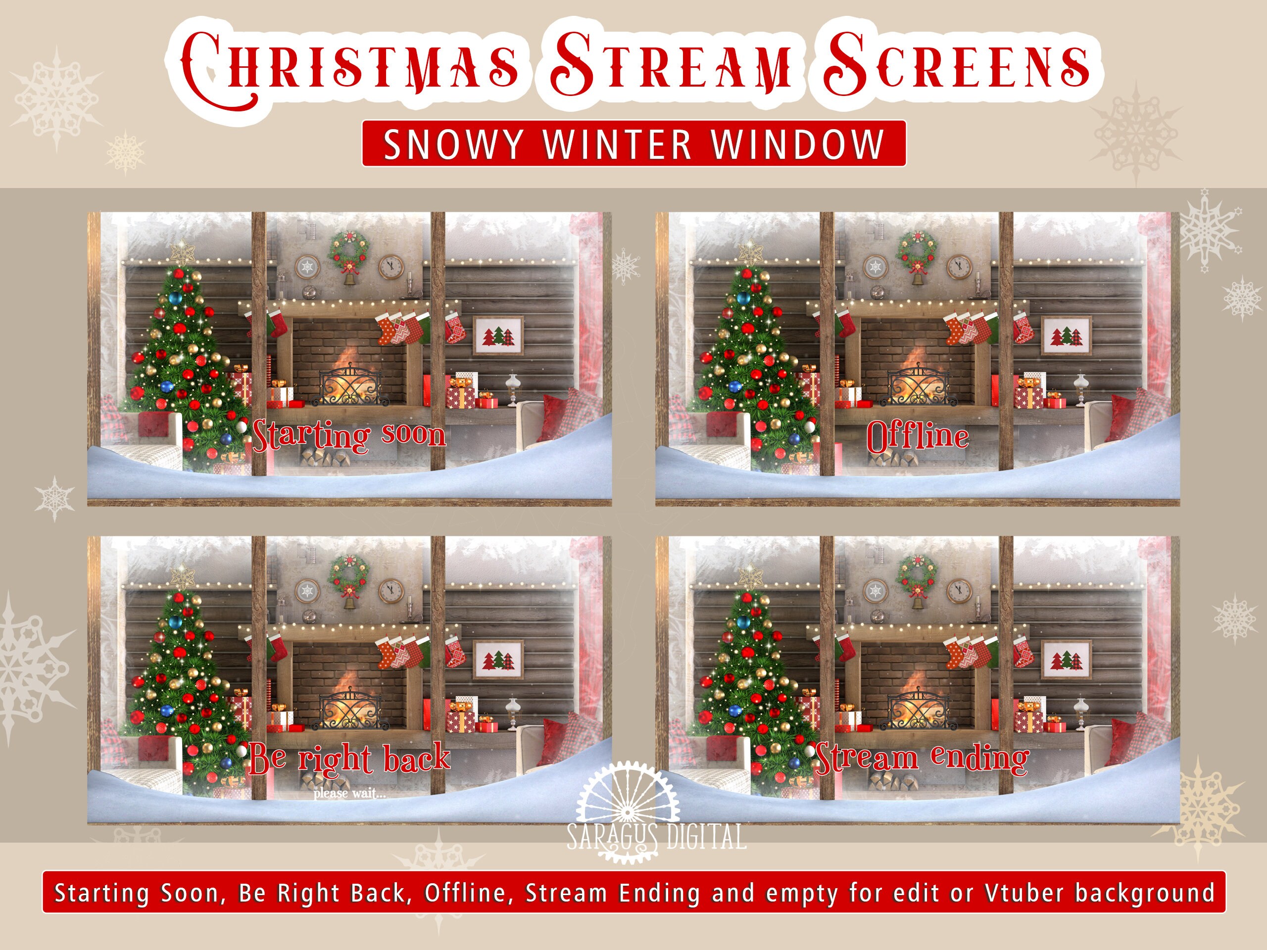 Christmas Room Animated Twitch Overlays, Vtuber Background, Stream ...