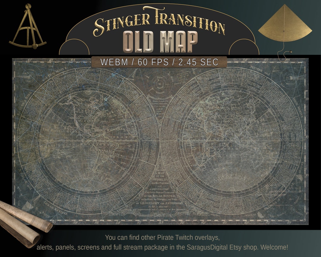 Old Map Twitch Stinger Transition, Animated Pirate Stream Scene ...