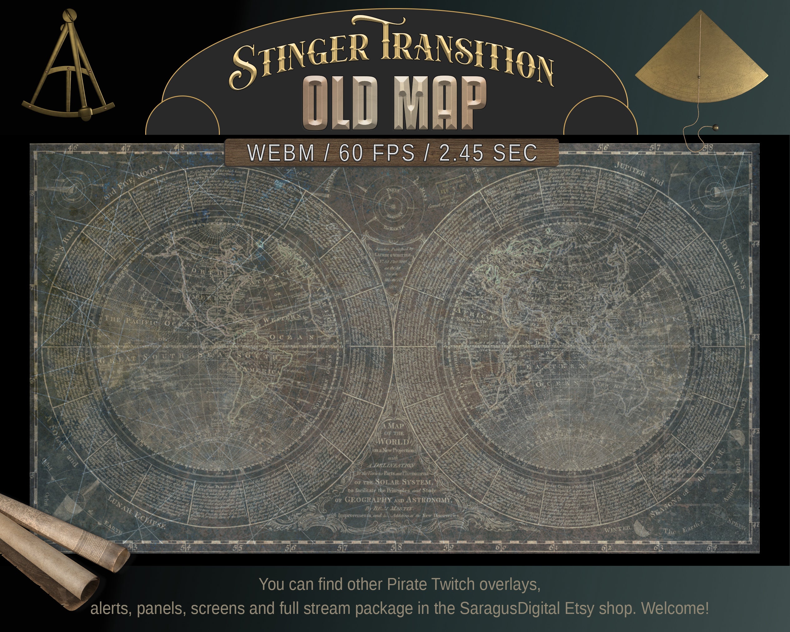 Old Map Twitch Stinger Transition, Animated Pirate Stream Scene ...