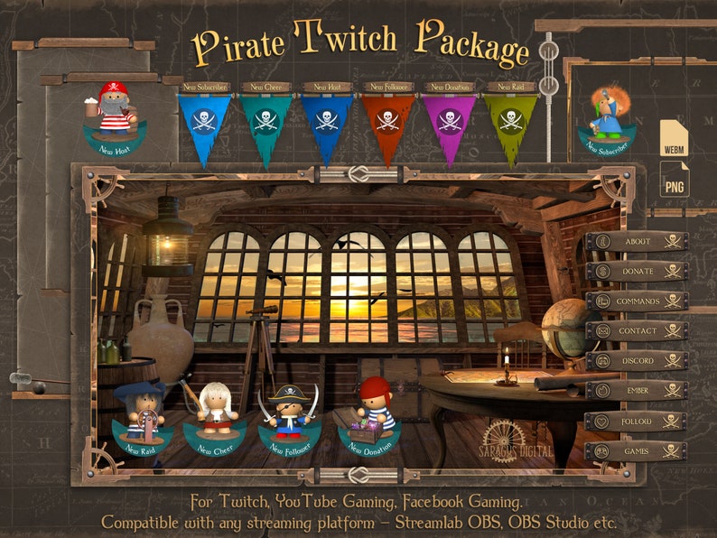Pirate Stream Package Sea Adventure Overlay for Twitch - Etsy