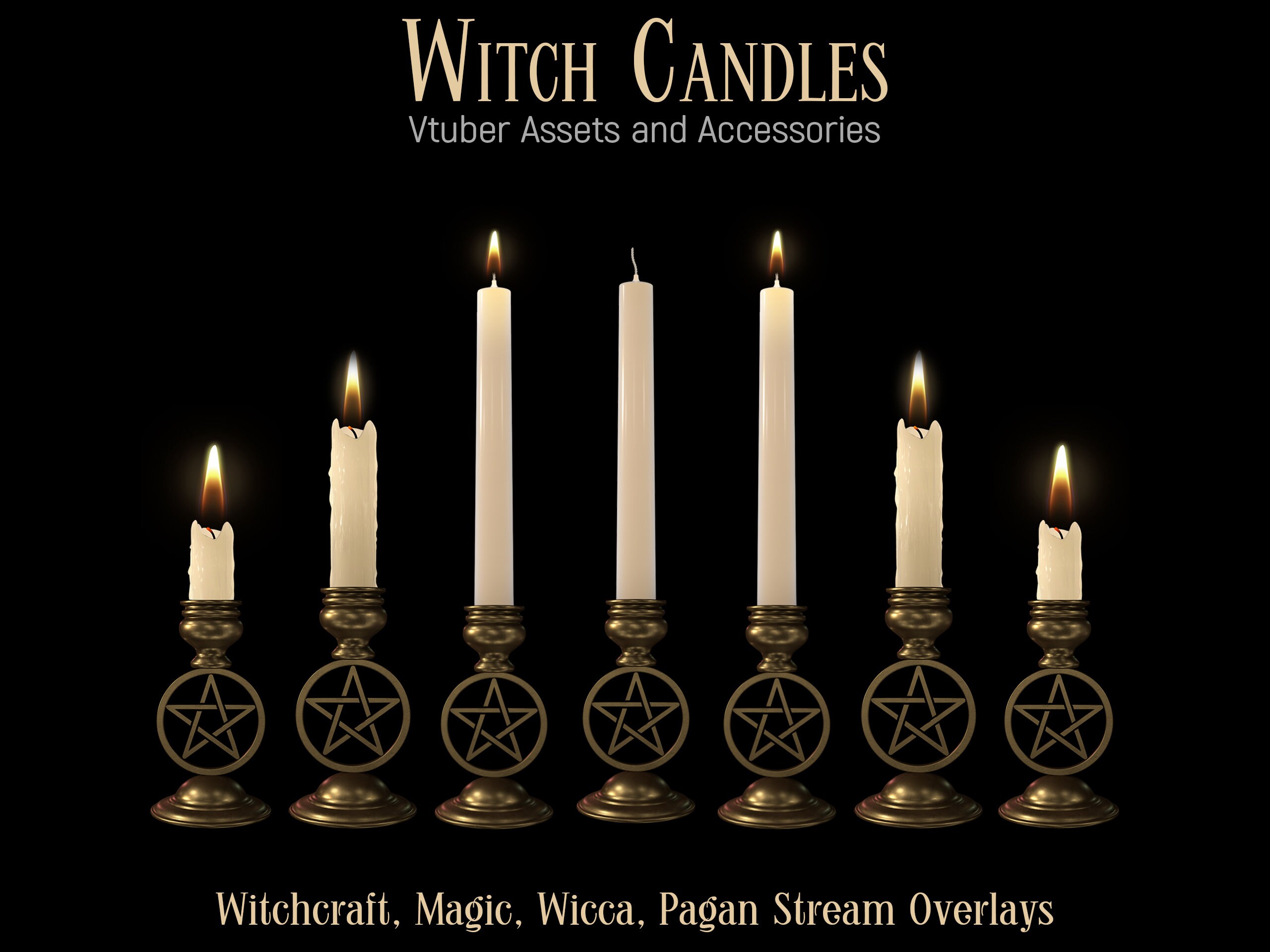 Animated Witch Twitch Overlay Candles With Pentacle, Vtuber Assets ...