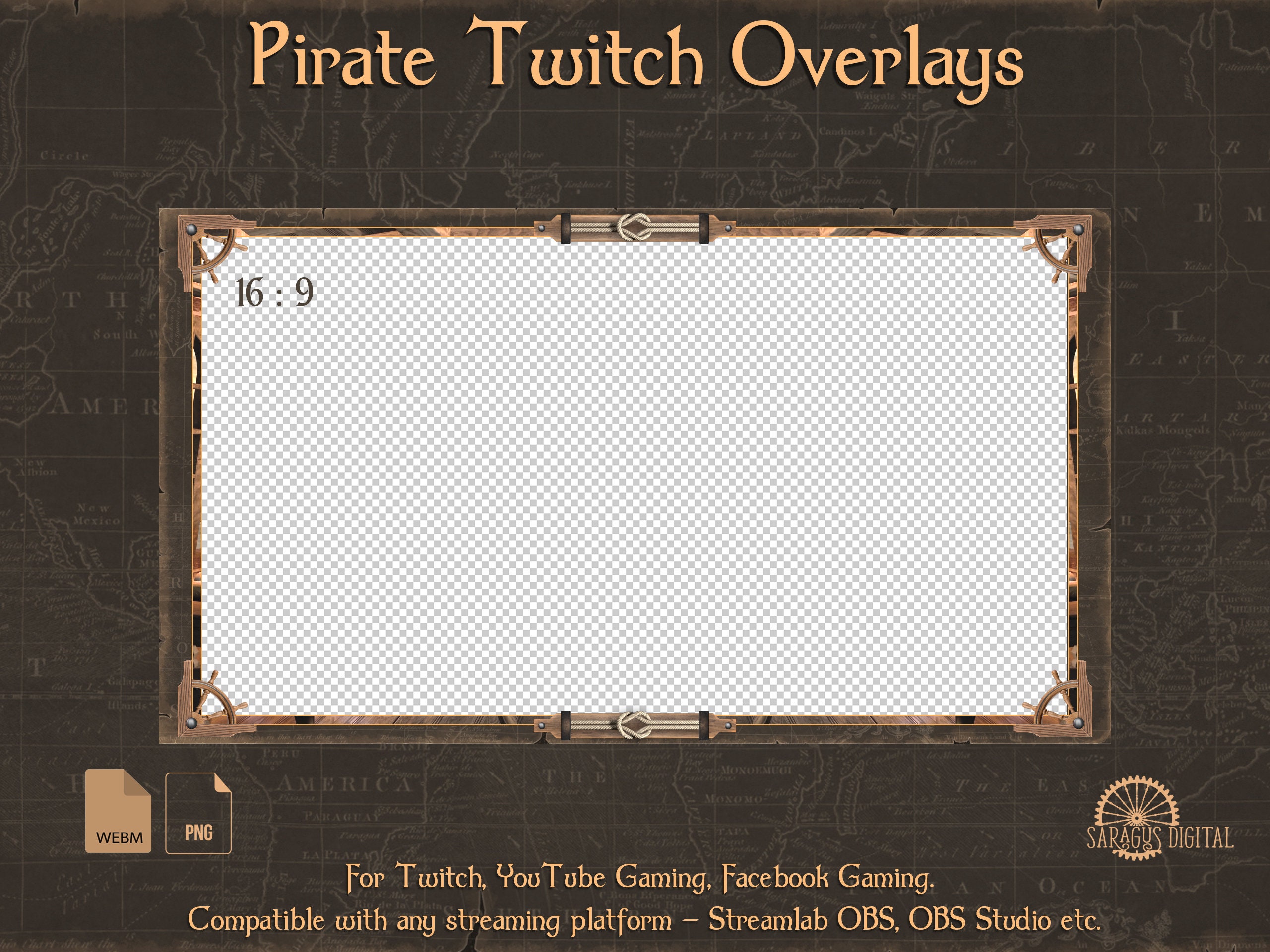 Pirate Twitch Overlay Stream Sea Fantasy and Adventures - Etsy