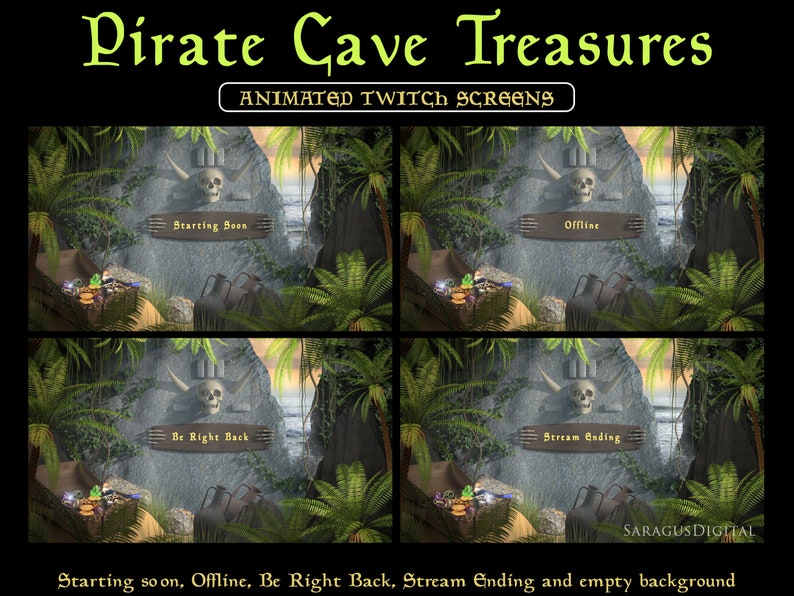 Pirate Stream Screens, Animated Twitch Overlay, Starting Soon, BRB ...