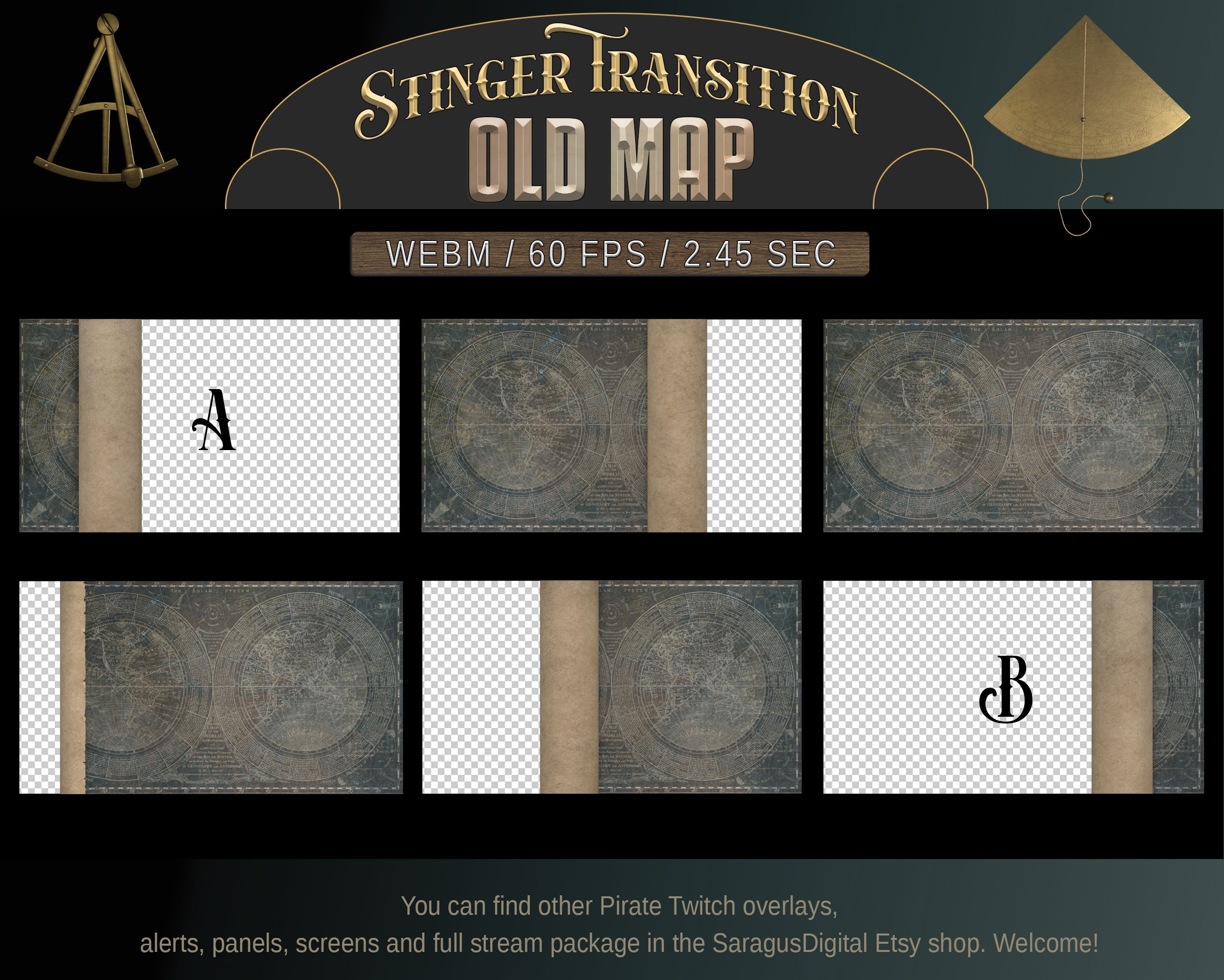 Old Map Twitch Stinger Transition, Animated Pirate Stream Scene ...