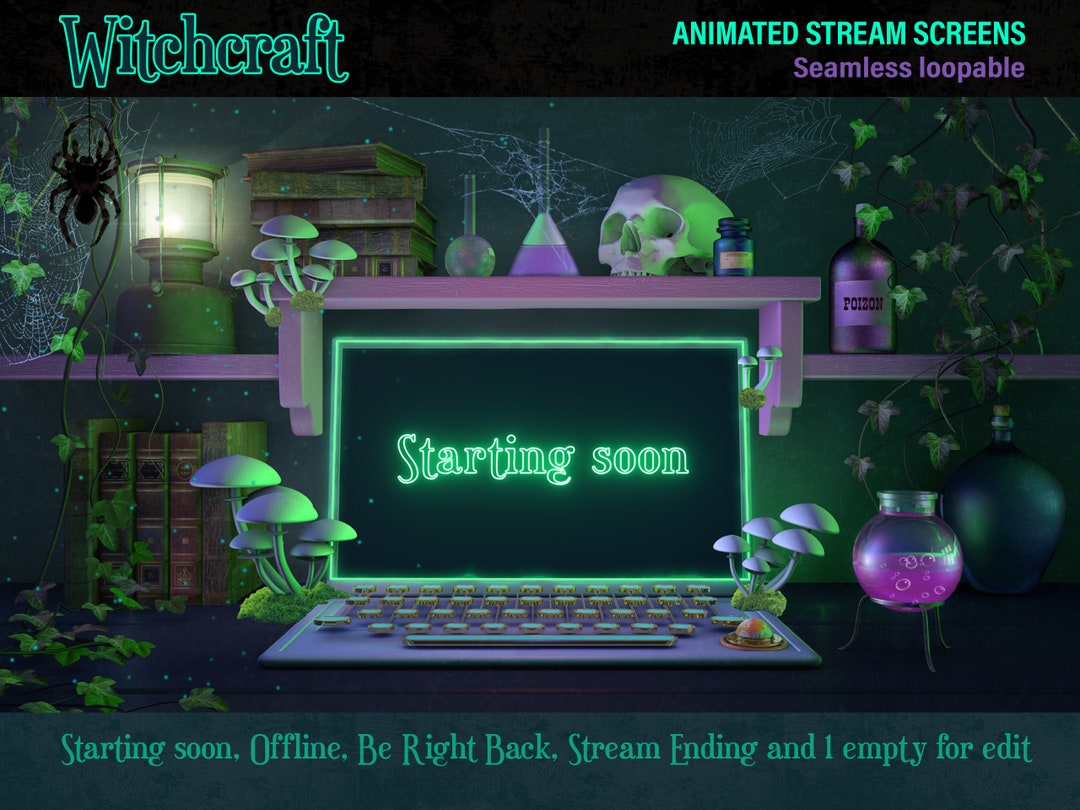 Animated Witchy Twitch Overlays Brb Starting Soon Stream - Etsy Australia