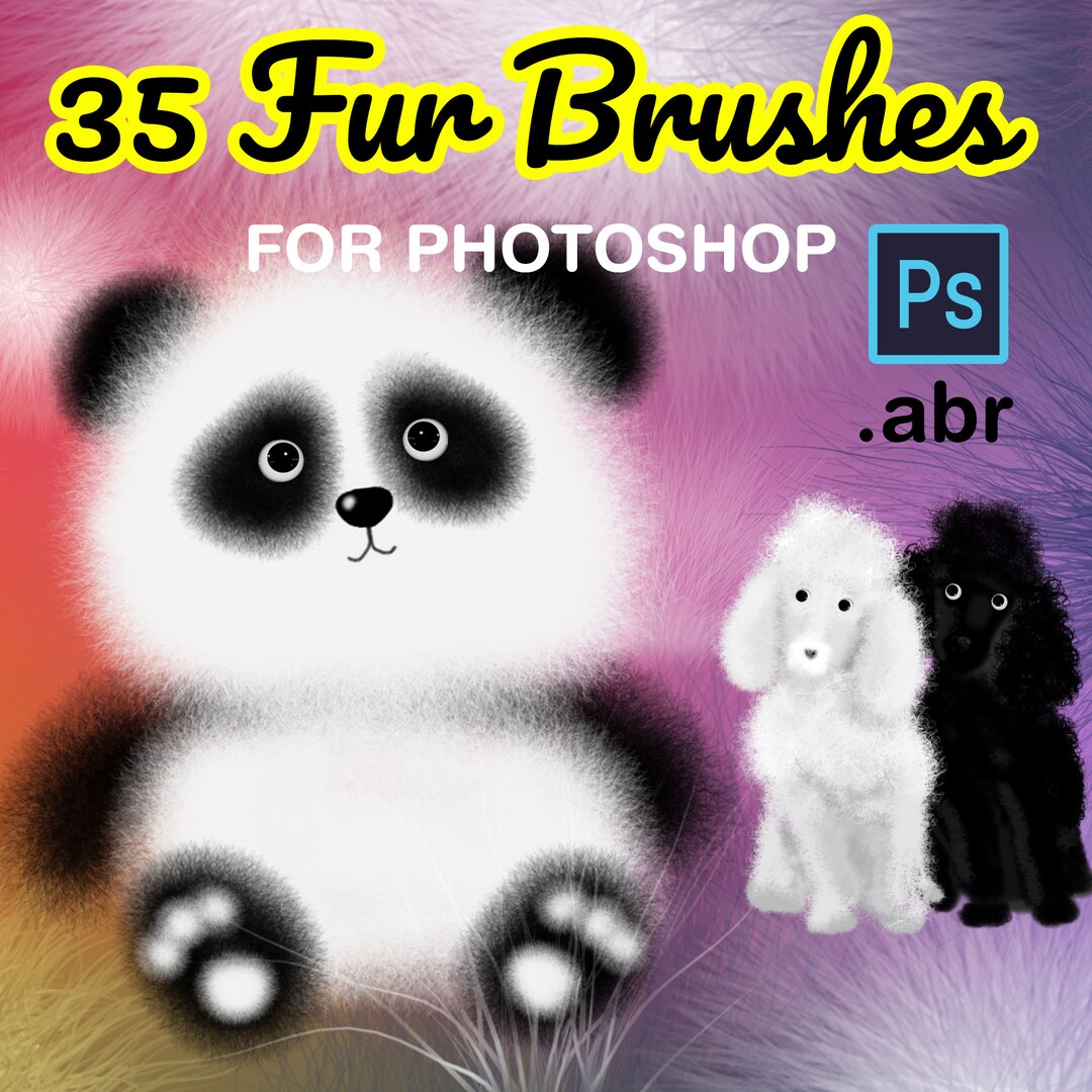 Fur Brushes for Photoshop, 35 ABR Realistic Animals & Furry Characters ...