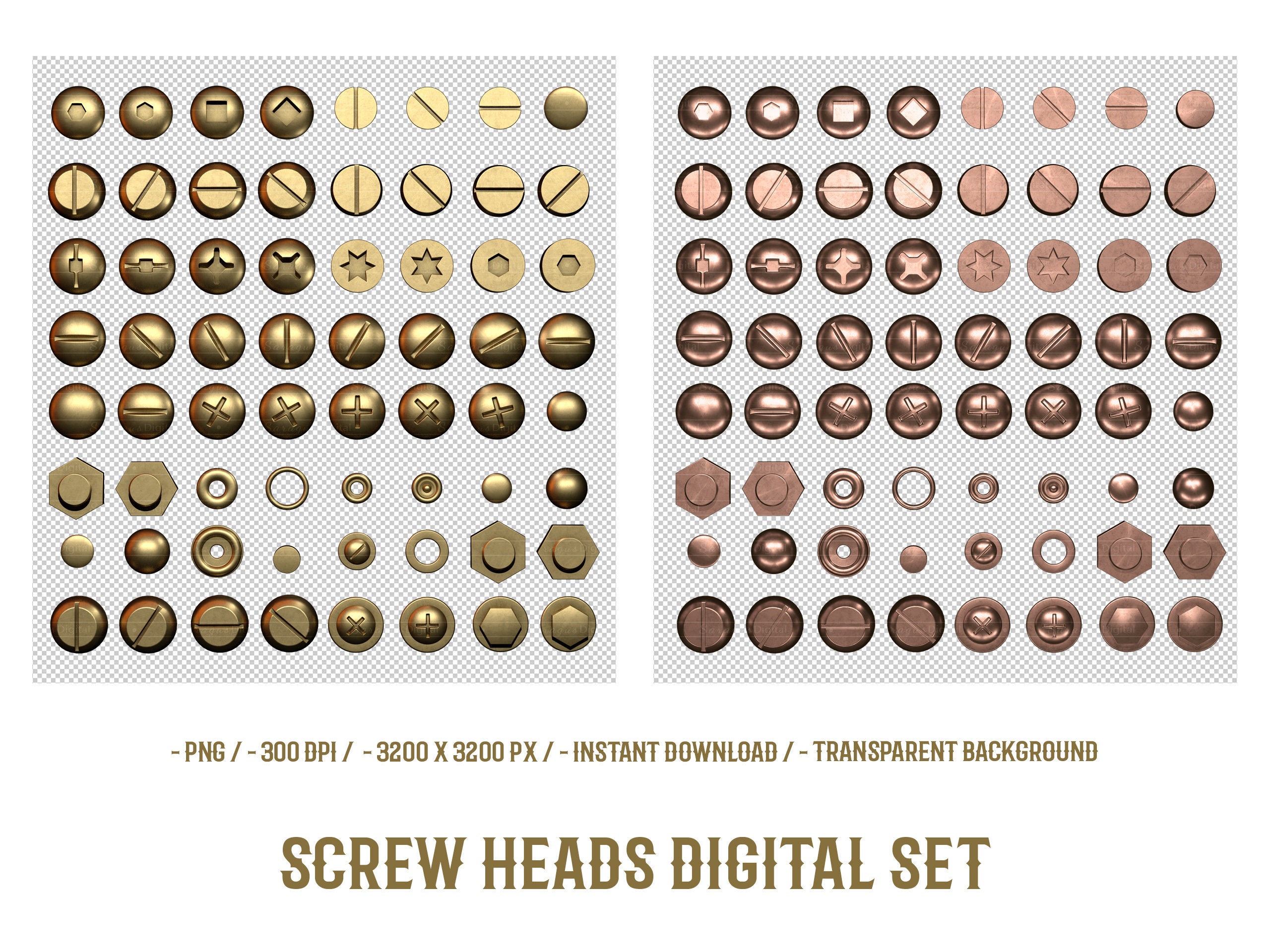Clipart Screw Heads, Steampunk, Tech, Industrial Clip Art, PNG ...