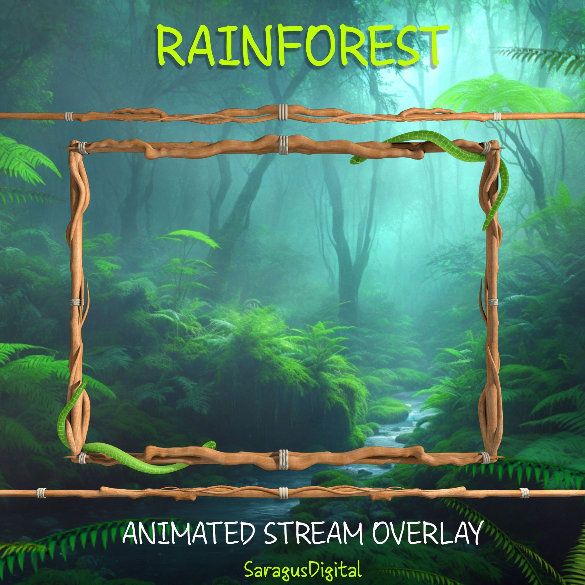 Webcam Twitch Overlays, Forest Stream Package With Snakes, Animated ...