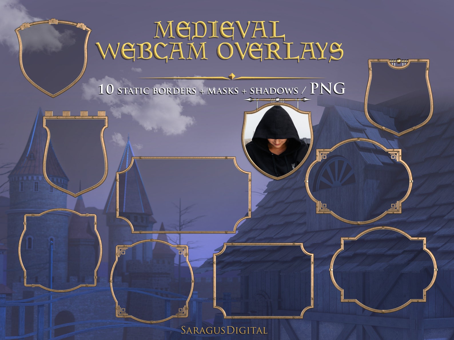 Medieval Webcam Overlay, Twitch Camera Border Pack, Fantasy Games ...