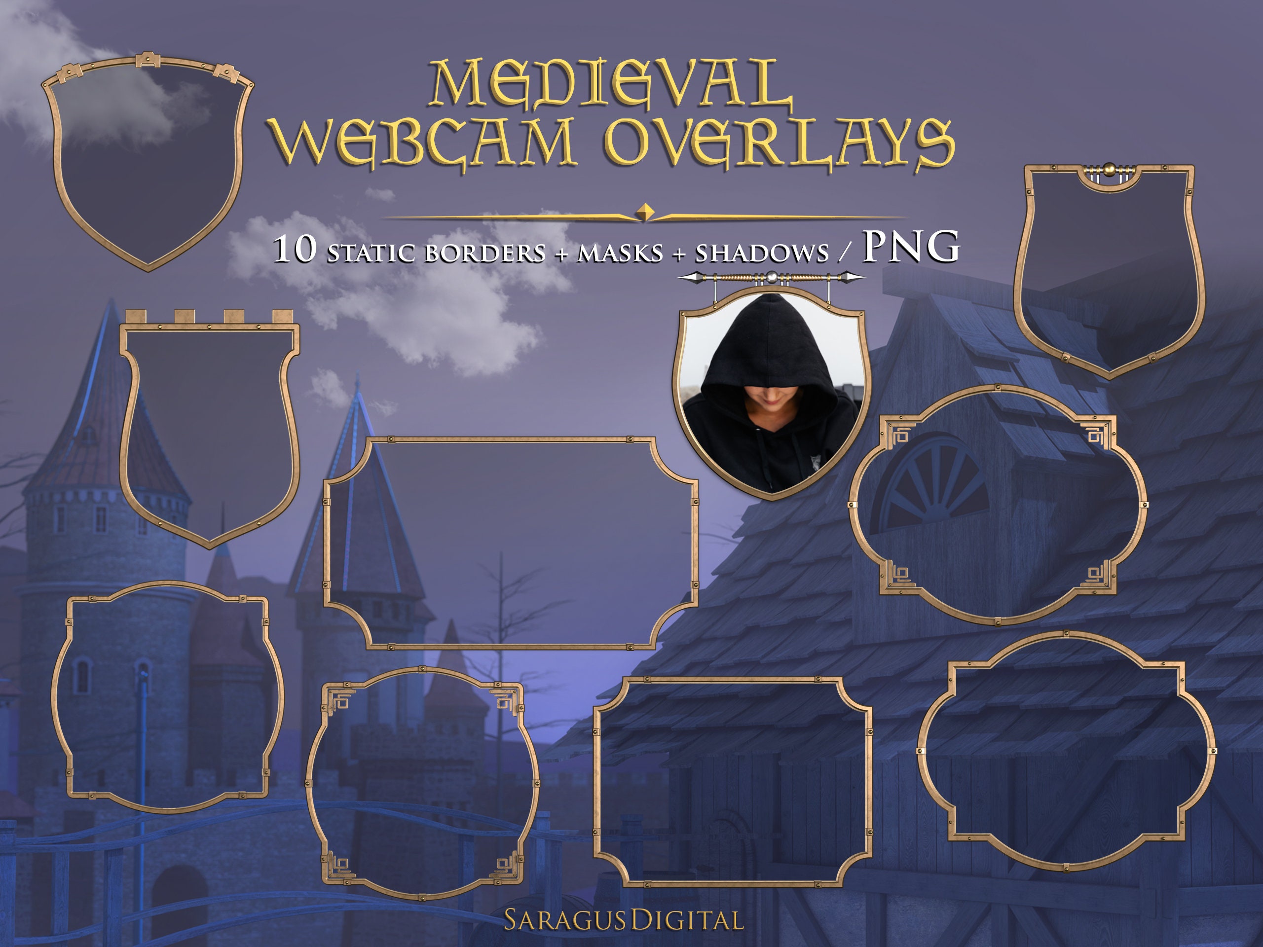 Medieval Webcam Overlay, Twitch Camera Border Pack, Fantasy Games ...