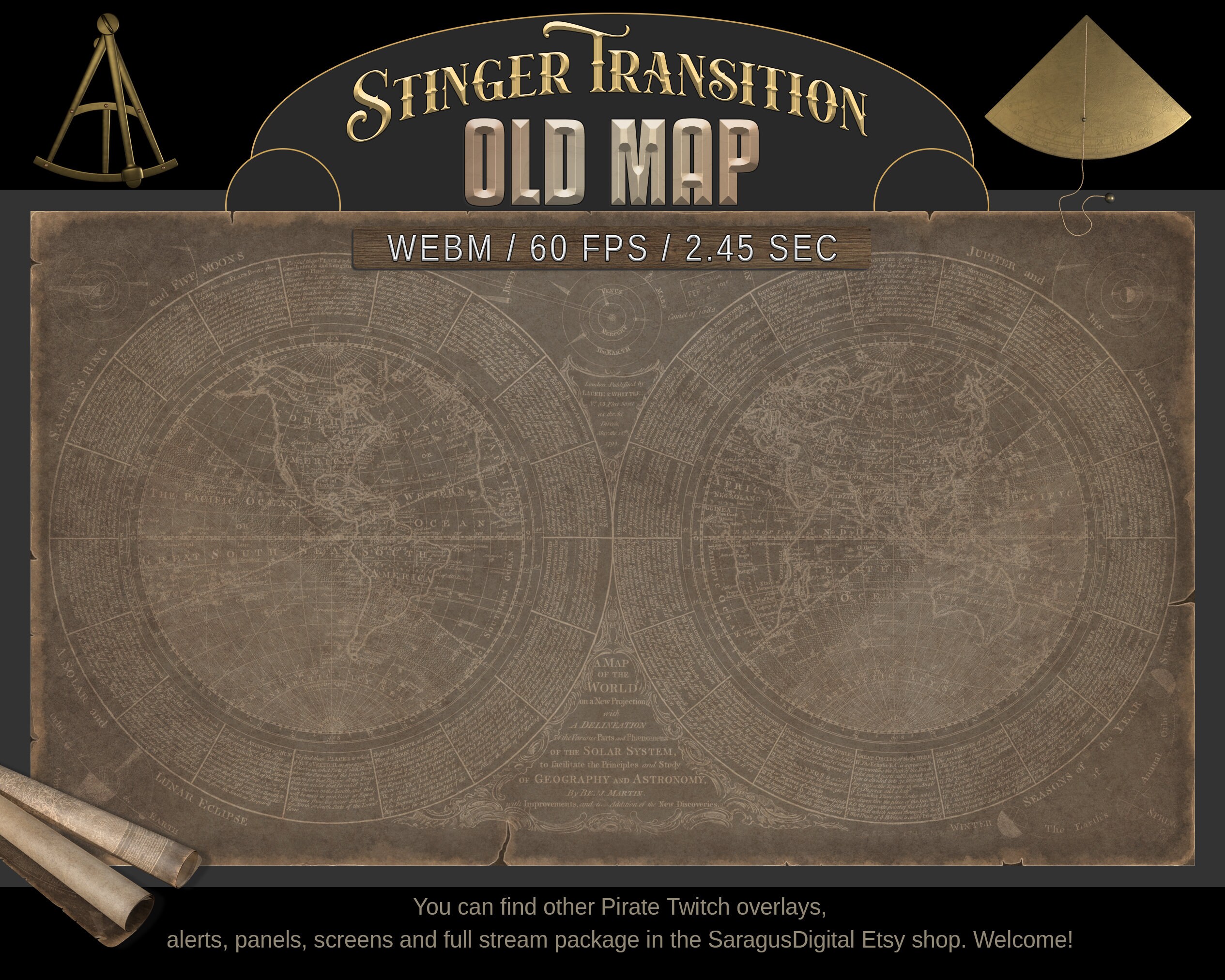 Old Map Twitch Transitions, Pirate Stream Stinger Transition, Animated ...