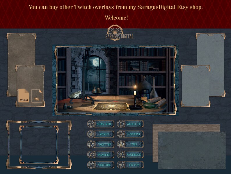 Royal Red Twitch Overlay Package, Animated Medieval Stream Overlays ...