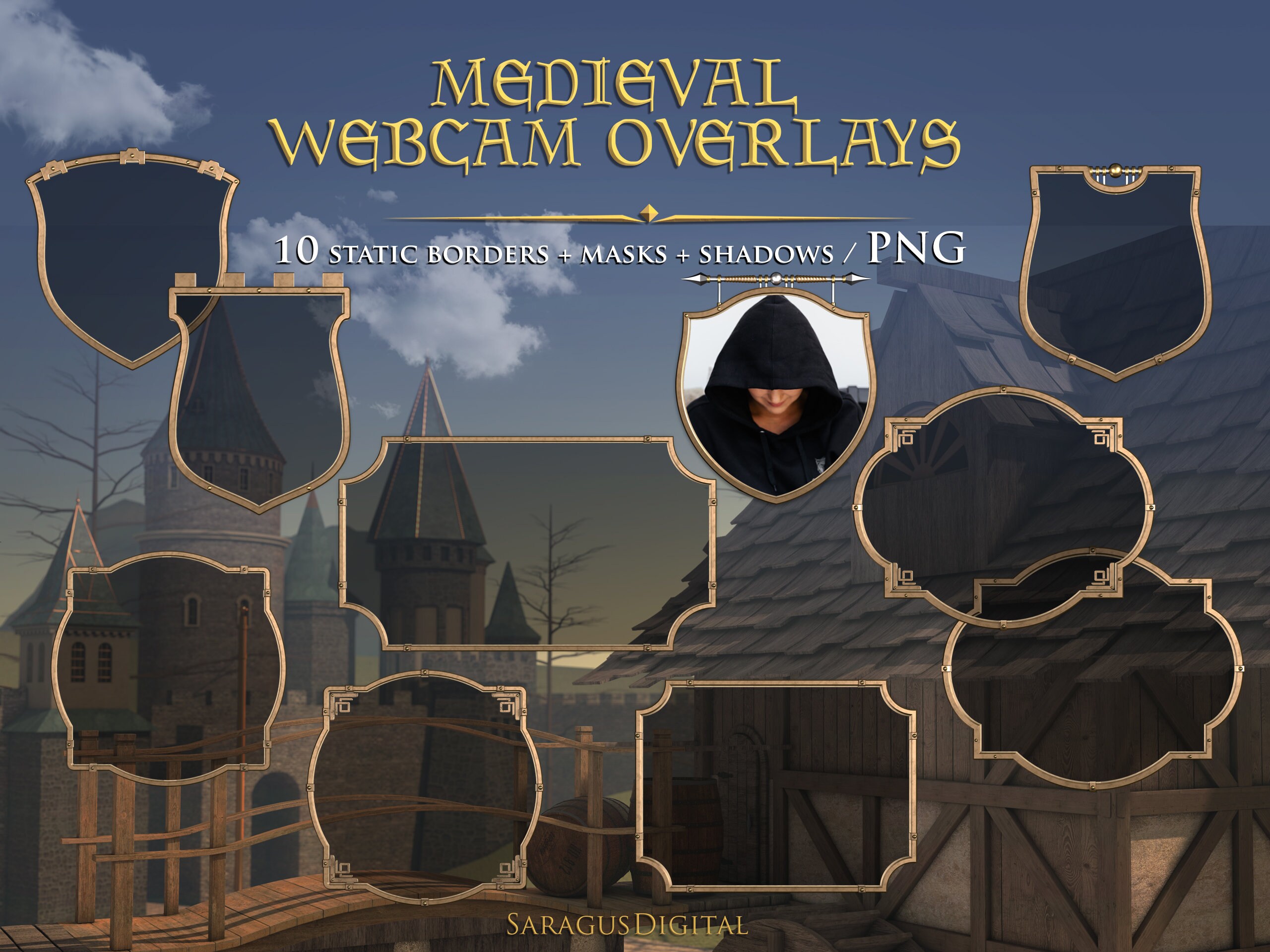 Medieval Webcam Overlay, Twitch Camera Border Pack, Fantasy Games ...