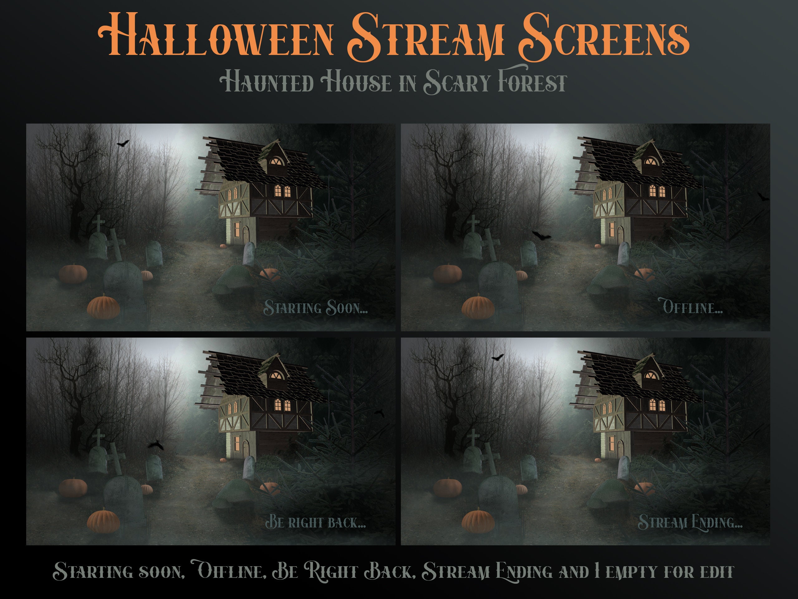 Halloween Stream Screens, Animated Twitch Overlays, BRB, Starting Soon ...