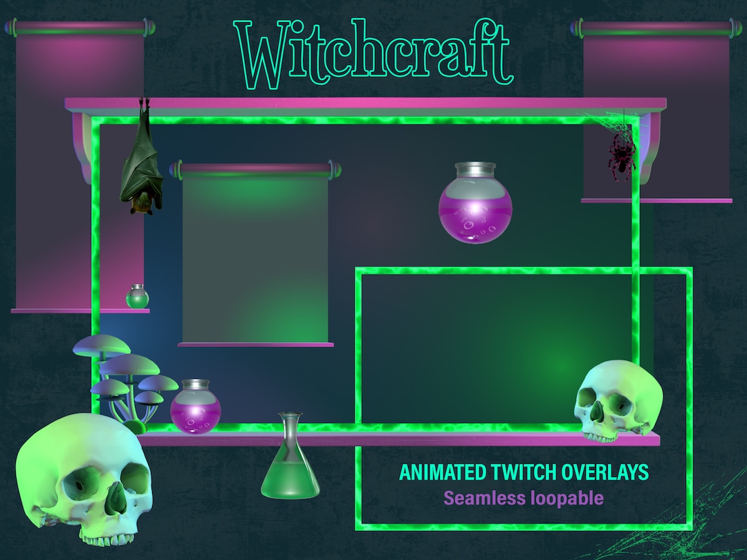 Witchy Twitch Animated Overlays, Halloween, Horror, Magic, Witchcraft Stream Package - 22 Files ...