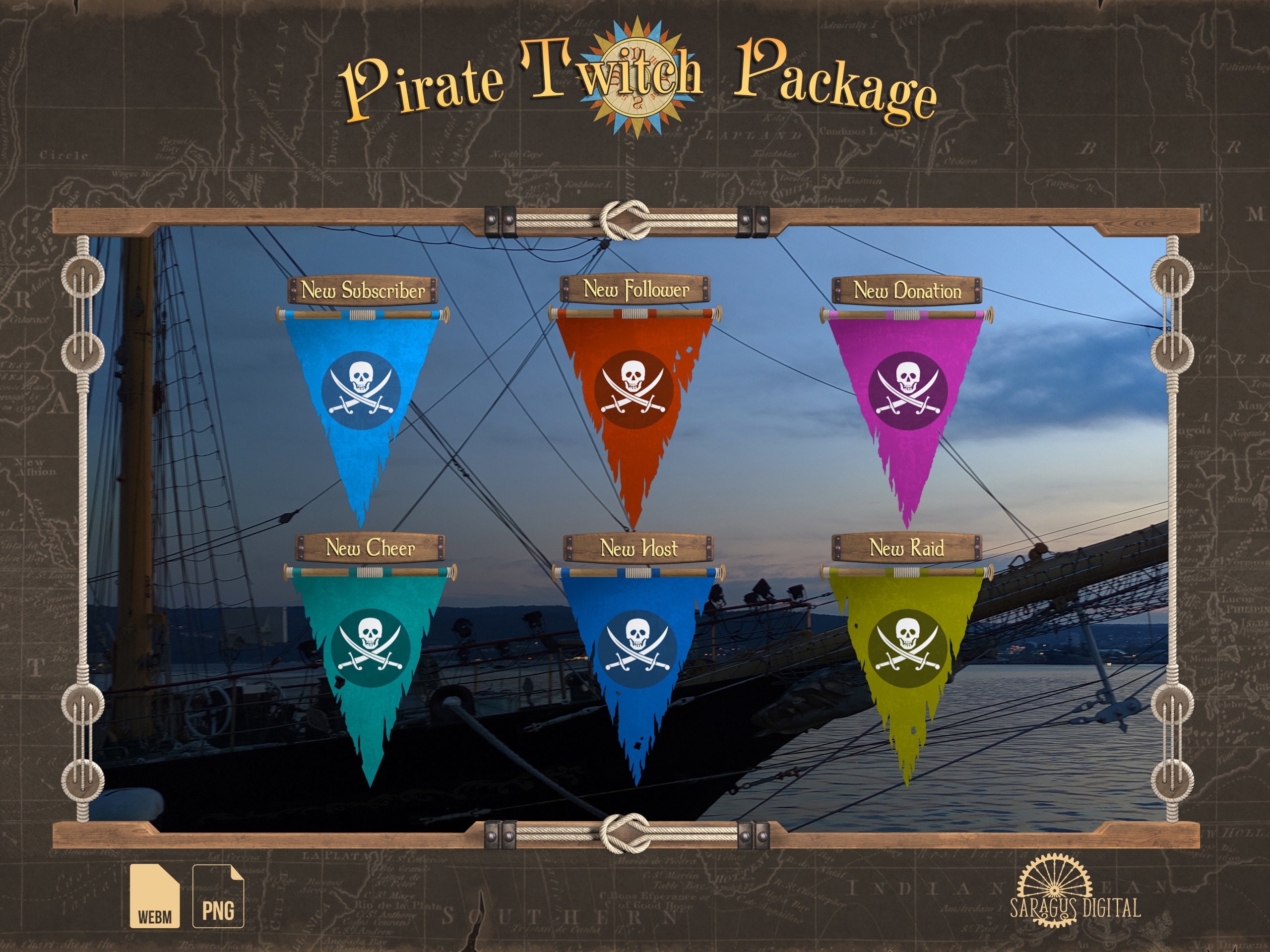 Pirate Stream Package Twitch Overlays for Streamers and - Etsy