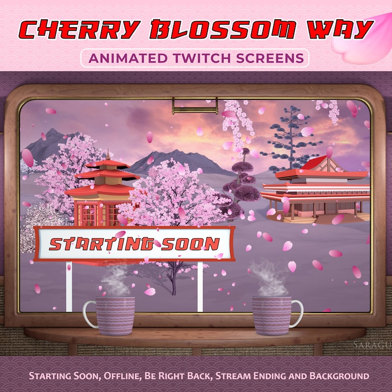 Sakura Twitch Screens and Vtuber Background, Train Stream Overlay ...