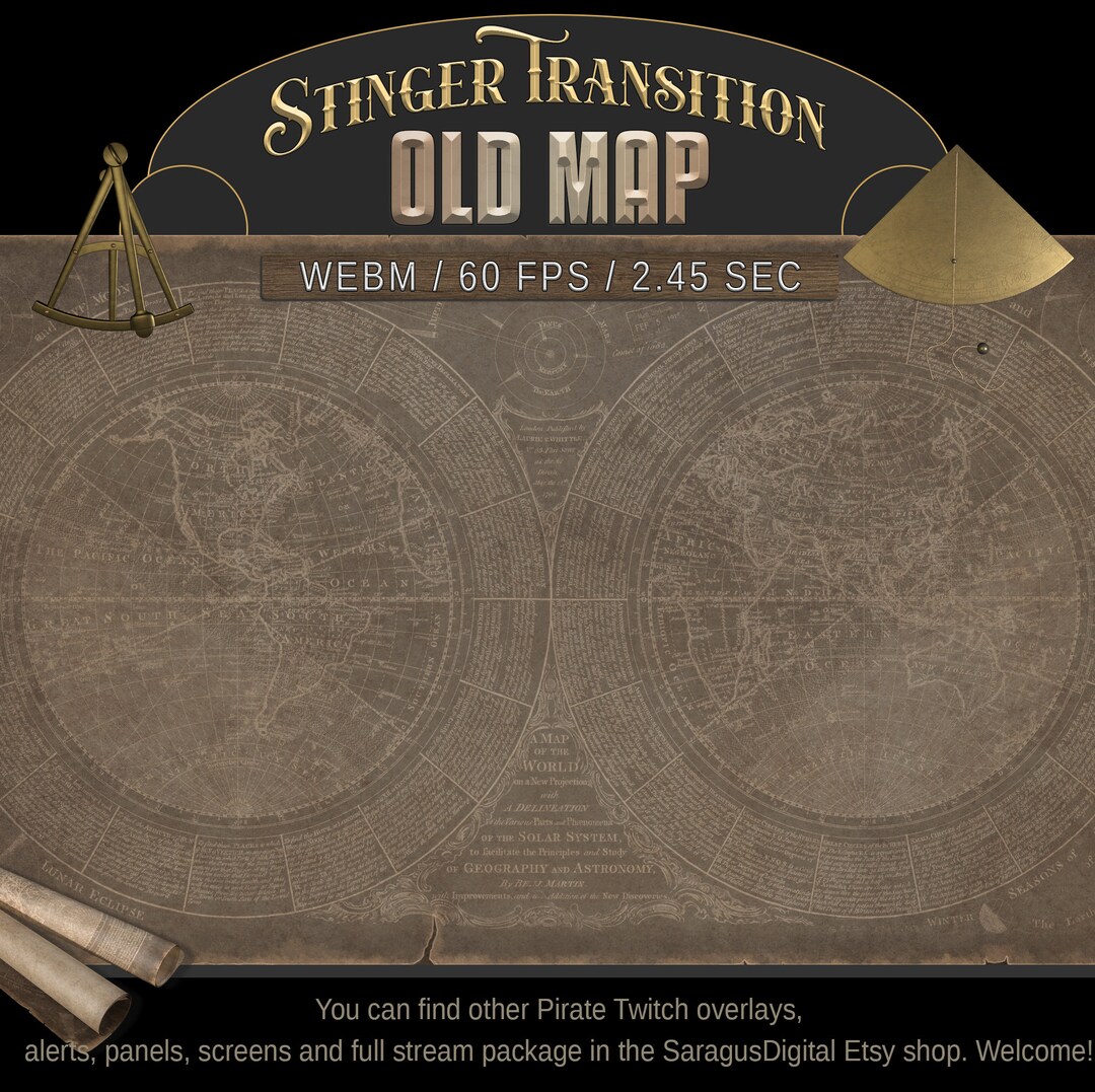 Pirate Twitch Stinger Transitions, Old Map Animated Scene Transition - Etsy