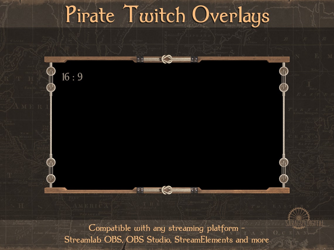 Pirate Twitch Overlay Stream Sea Fantasy and Adventures - Etsy