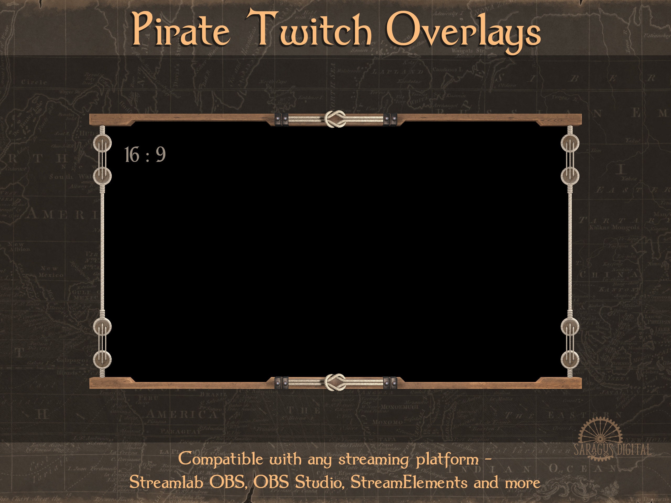 Pirate Twitch Overlay Stream Sea Fantasy and Adventures - Etsy