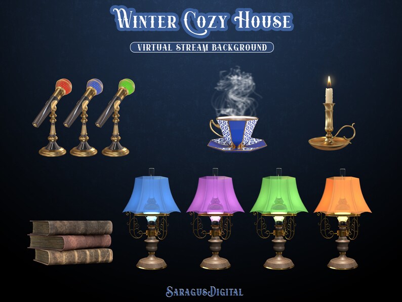 Cozy Winter Room Vtuber Assets & Background, Animated Stream Overlay ...
