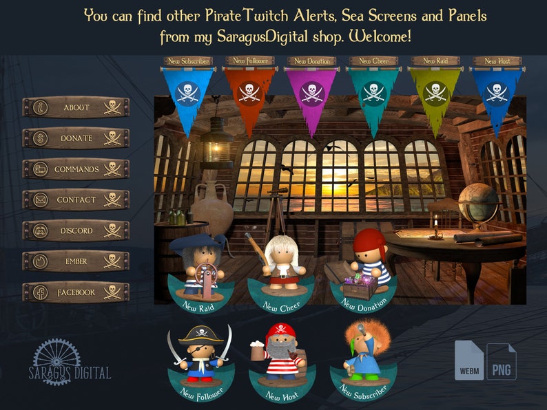Pirate Stream Screens, Animated Twitch Overlay, Starting Soon, BRB ...