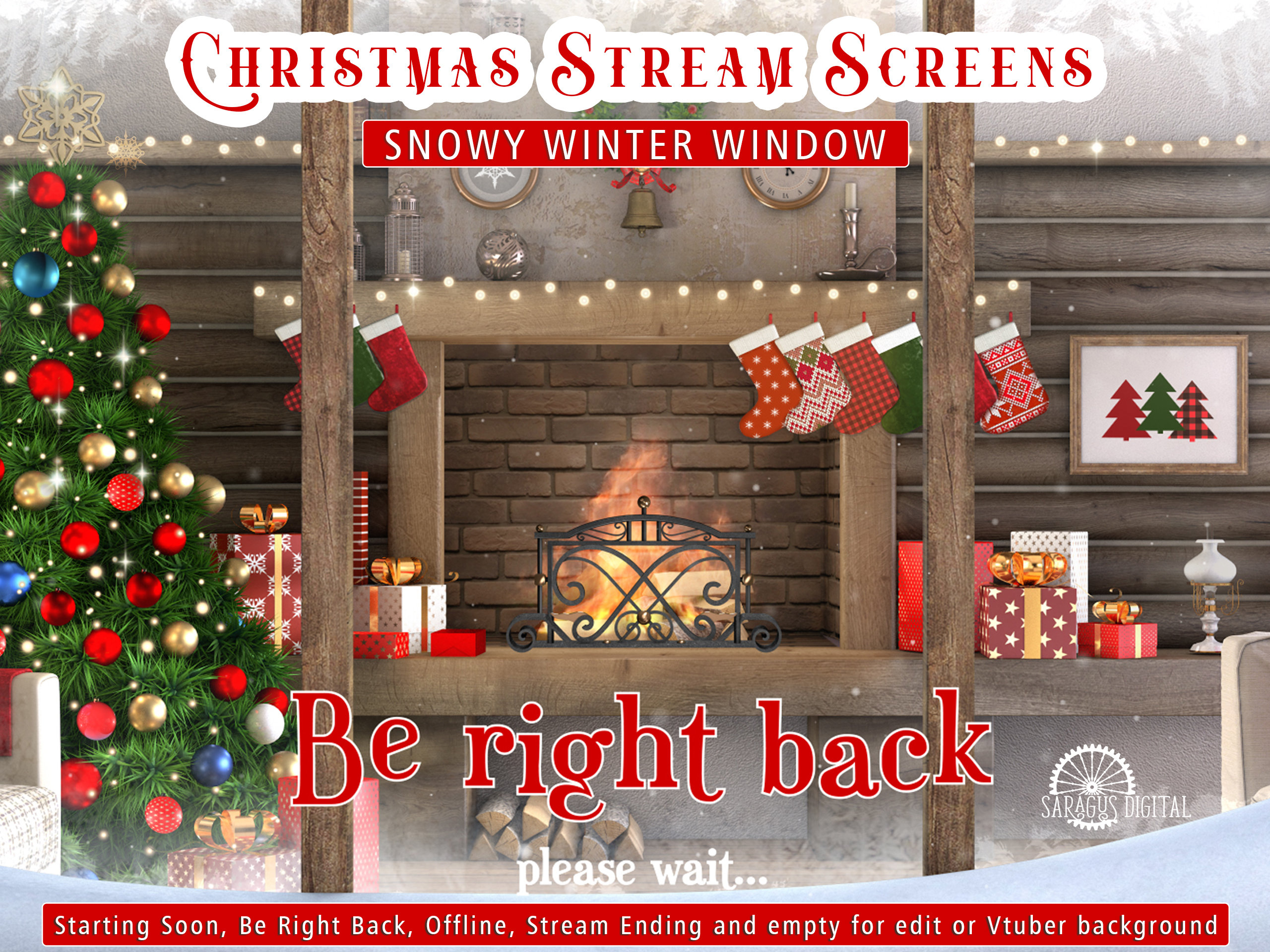 Christmas Room Animated Twitch Overlays, Vtuber Background, Stream ...