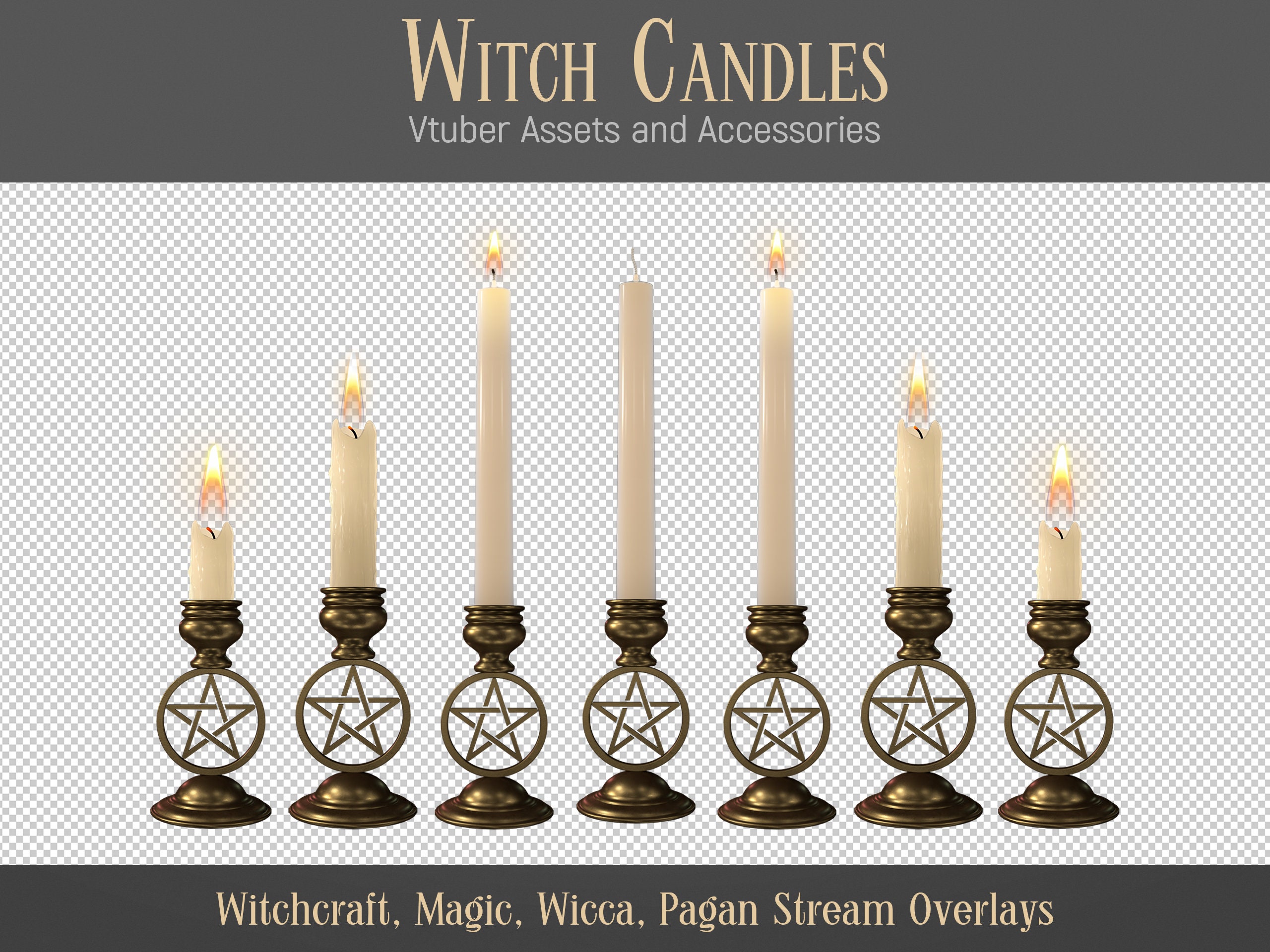 Animated Witch Twitch Overlay Candles With Pentacle, Vtuber Assets ...
