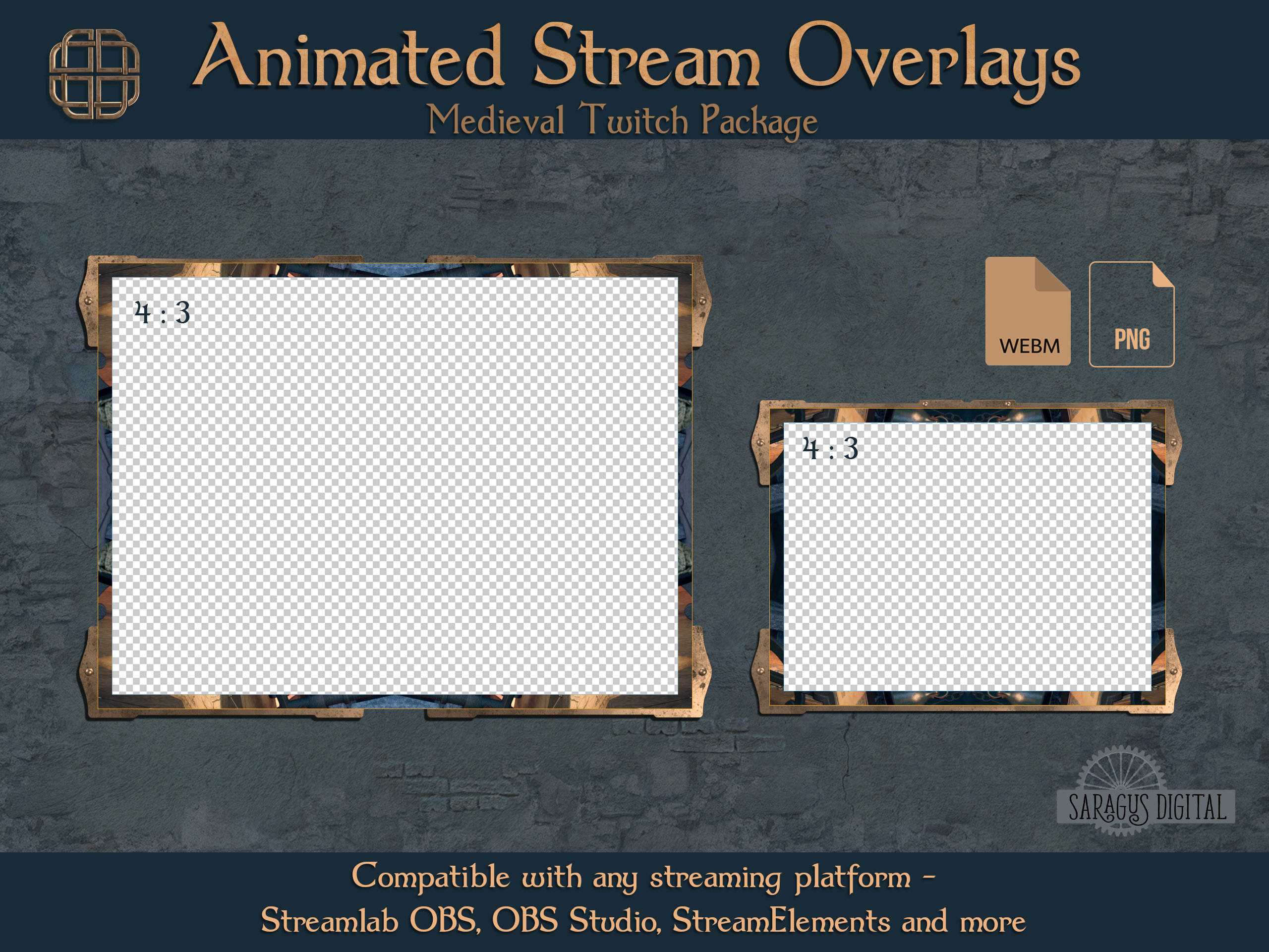 Medieval Twitch Overlay Pack – Animated & Static Borders, Stream Assets ...
