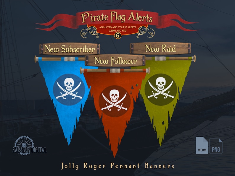 Animated Pirate Twitch Alerts With Jolly Roger Flag, Skull Banner ...