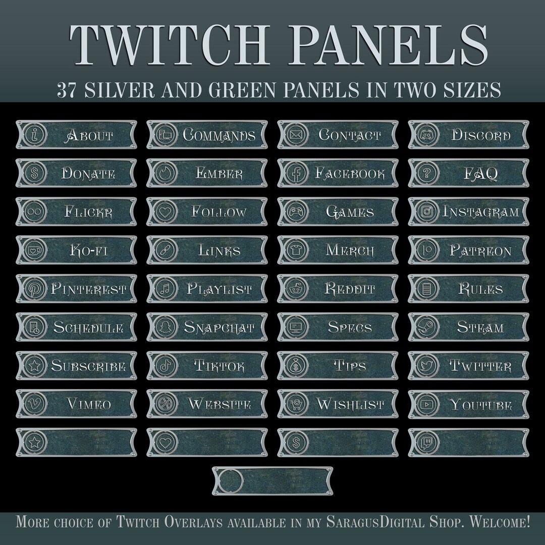 Dark Silver Twitch Panels, Stream Overlays, 37 Streamer and Vtuber ...