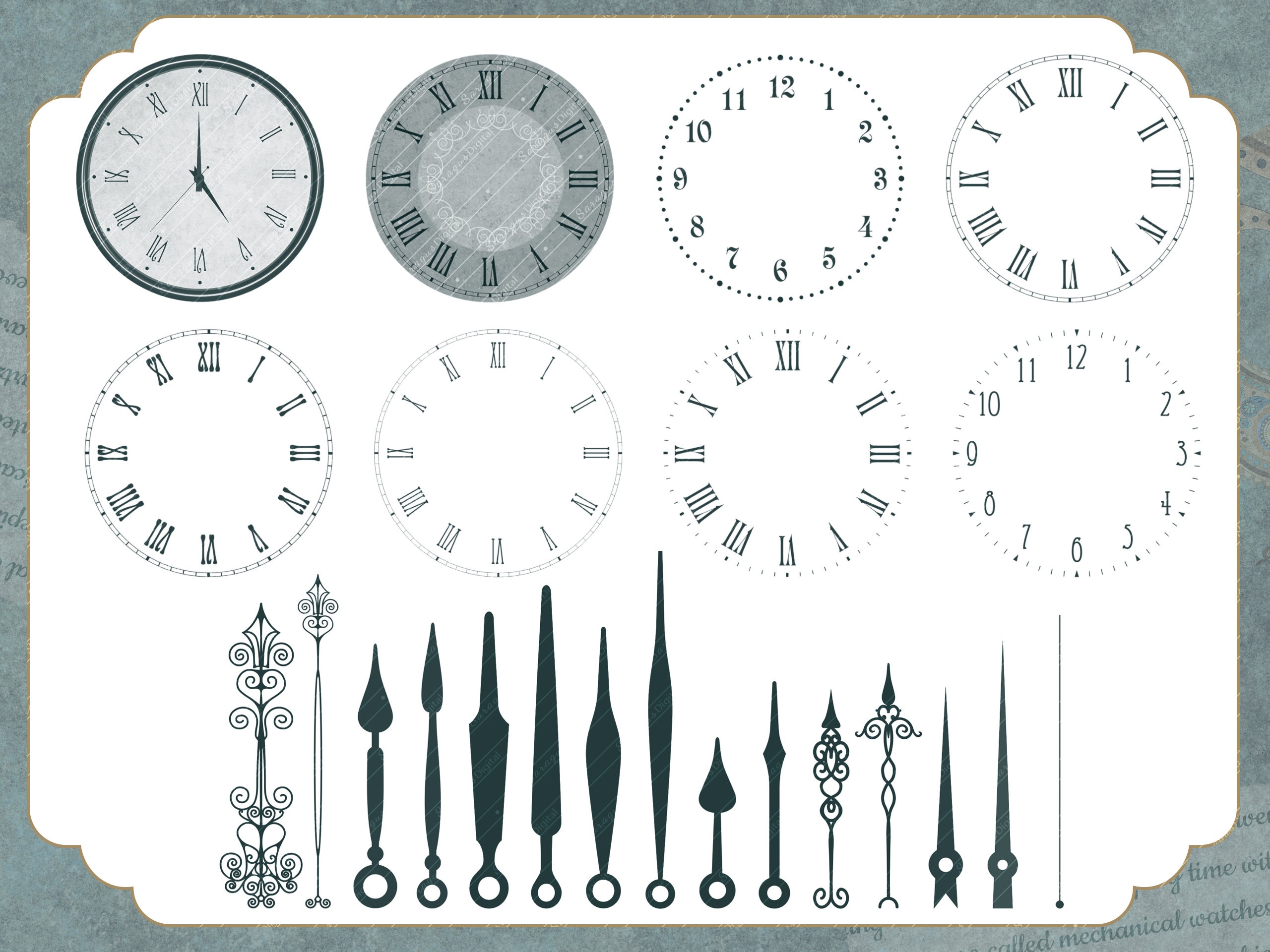Clock Brushes for Photoshop and Procreate, Stamps, ABR, Antique Watch ...