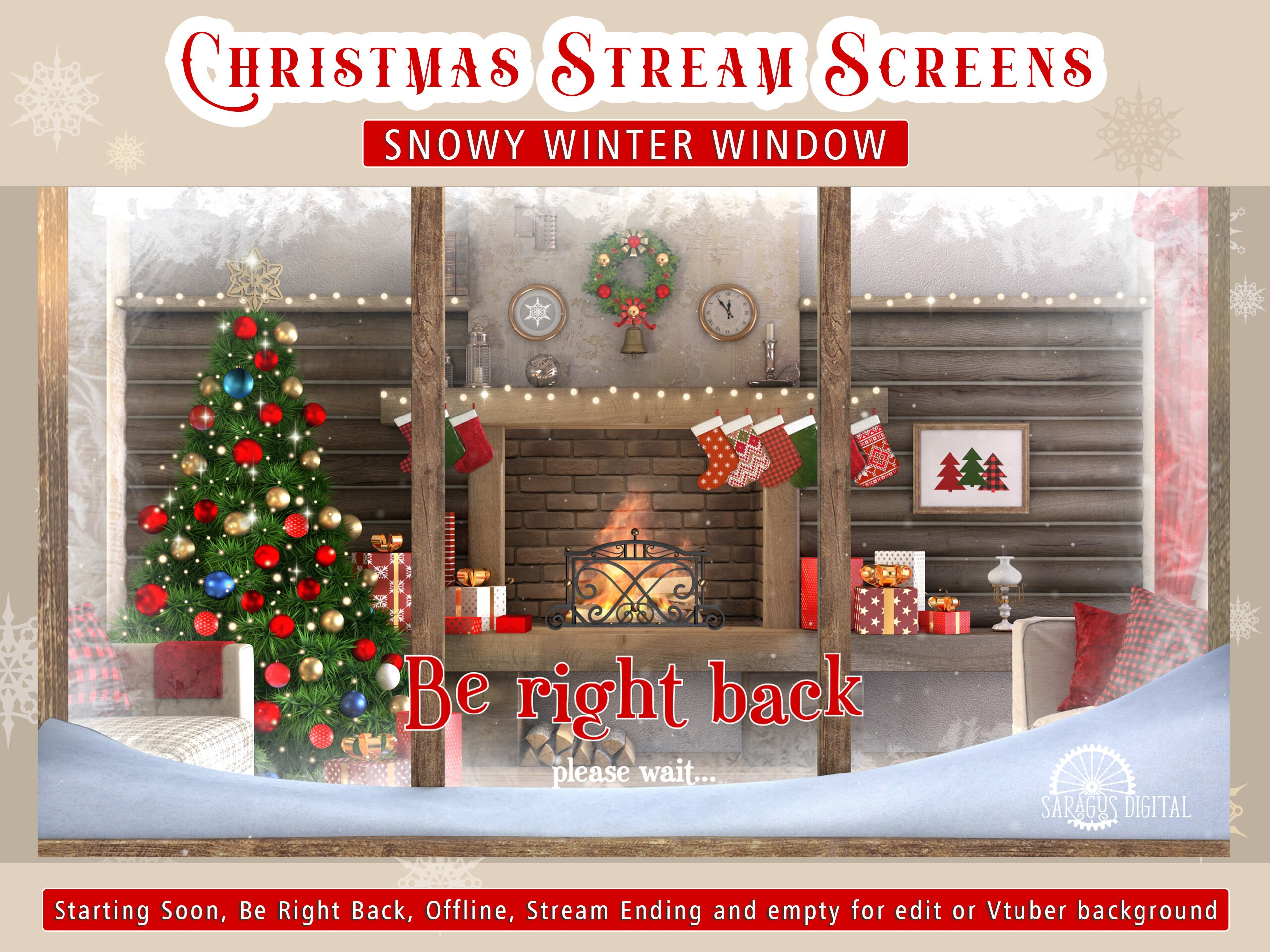 Christmas Room Animated Twitch Overlays, Vtuber Background, Stream ...