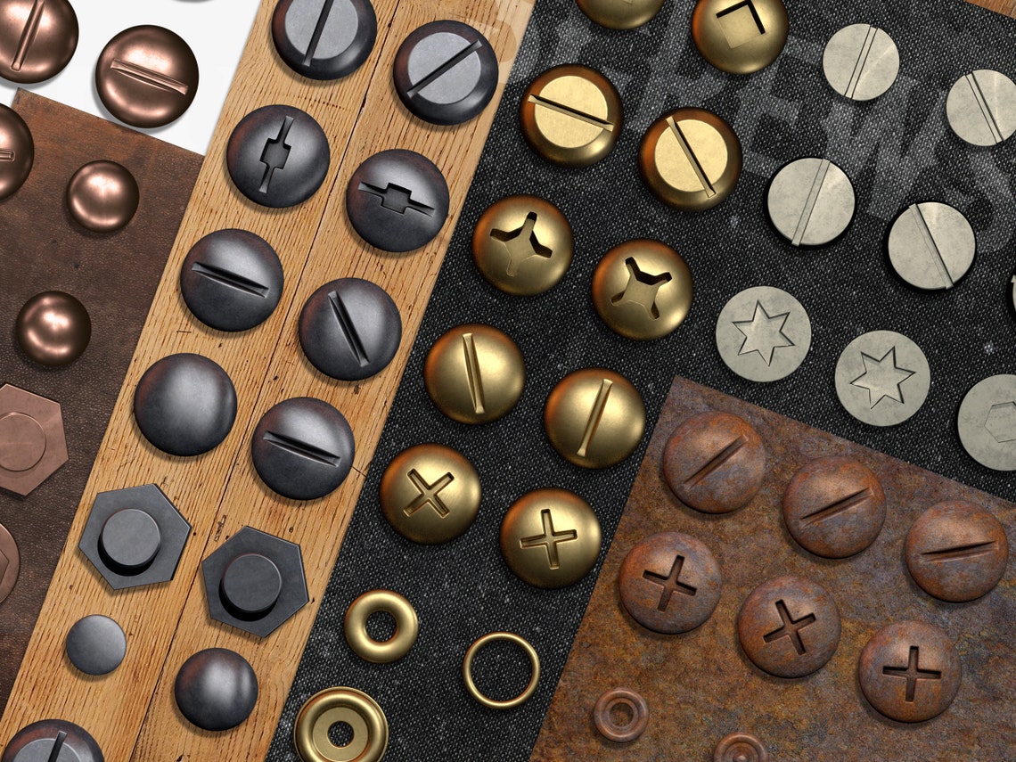 Clipart Screw Heads, Steampunk, Tech, Industrial Clip Art, PNG ...