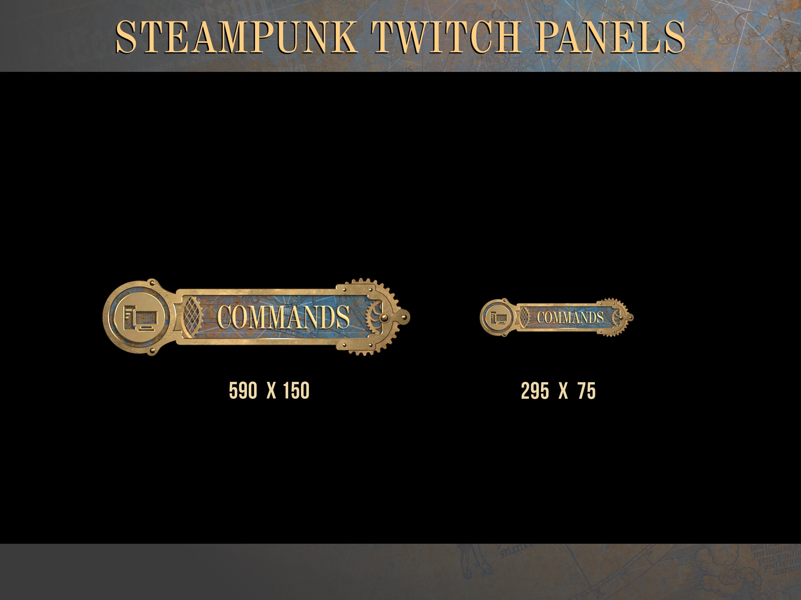 Steampunk Twitch Panels, Shabby Brass Retro Panels for Streamers and ...