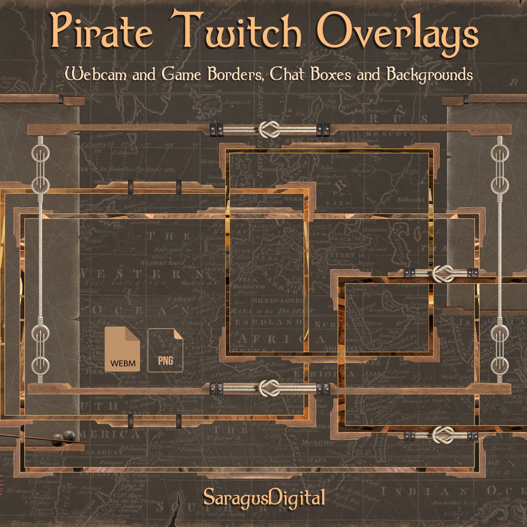 Pirate Twitch Overlay, Stream Sea Fantasy and Adventures, Games and ...