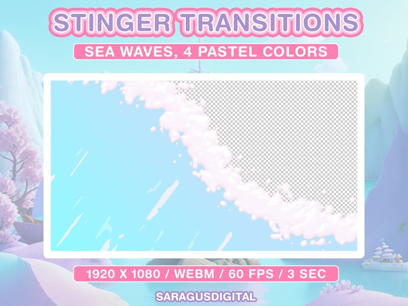 Twitch Transitions Sea Waves, Cute Aesthetic Stream Overlays, Animated ...