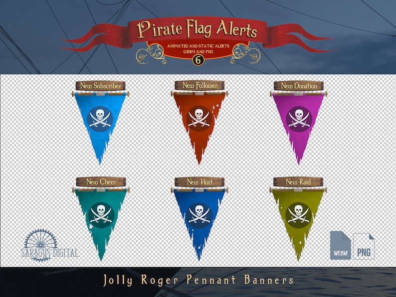Animated Pirate Twitch Alerts With Jolly Roger Flag, Skull Banner ...