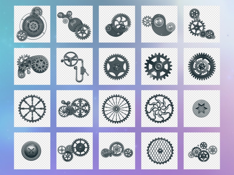 Steampunk Brushes Gears and Cogs, Set 20 Brushes for Photoshop and ...