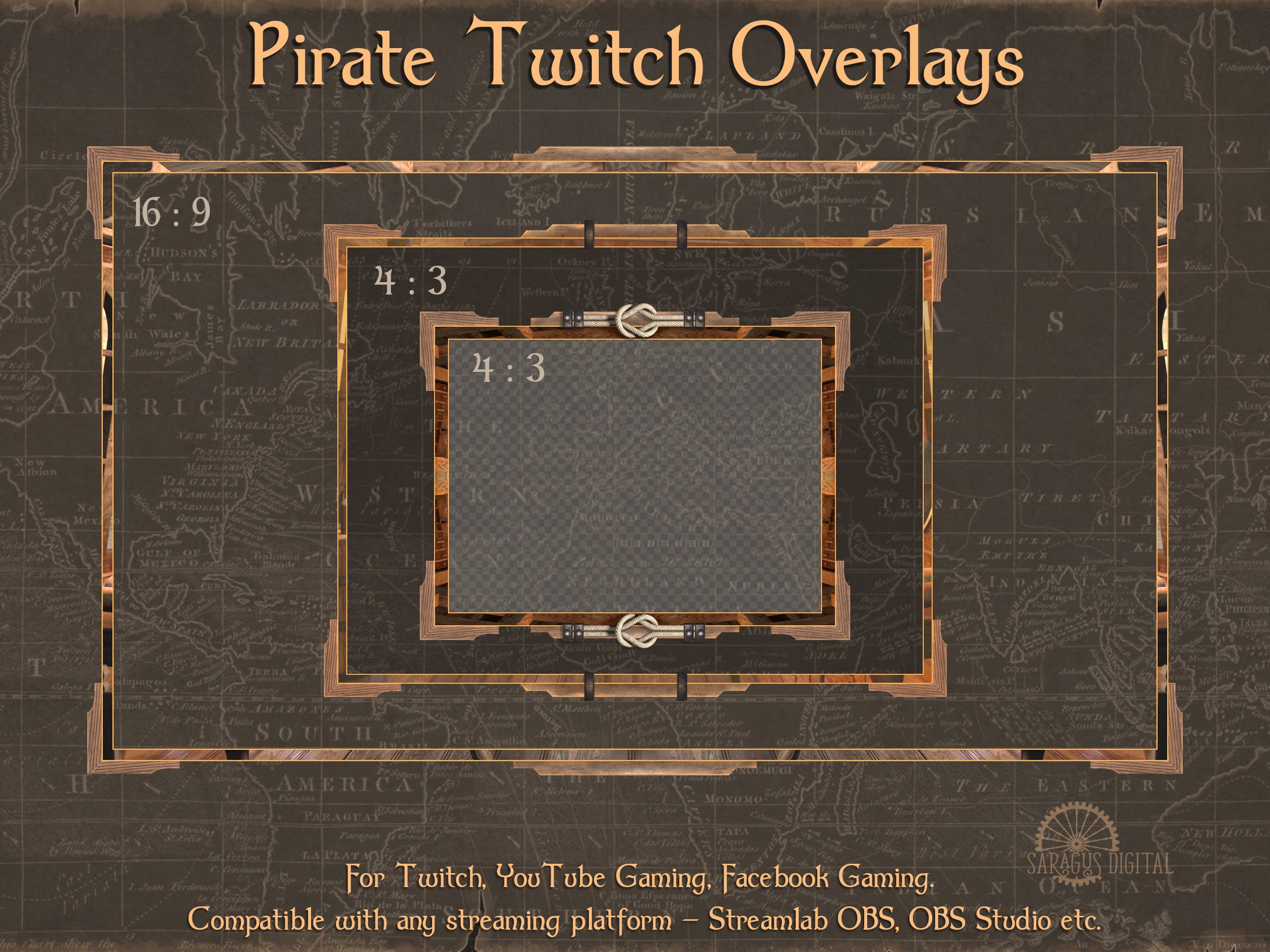 Pirate Twitch Overlay Stream Sea Fantasy and Adventures - Etsy