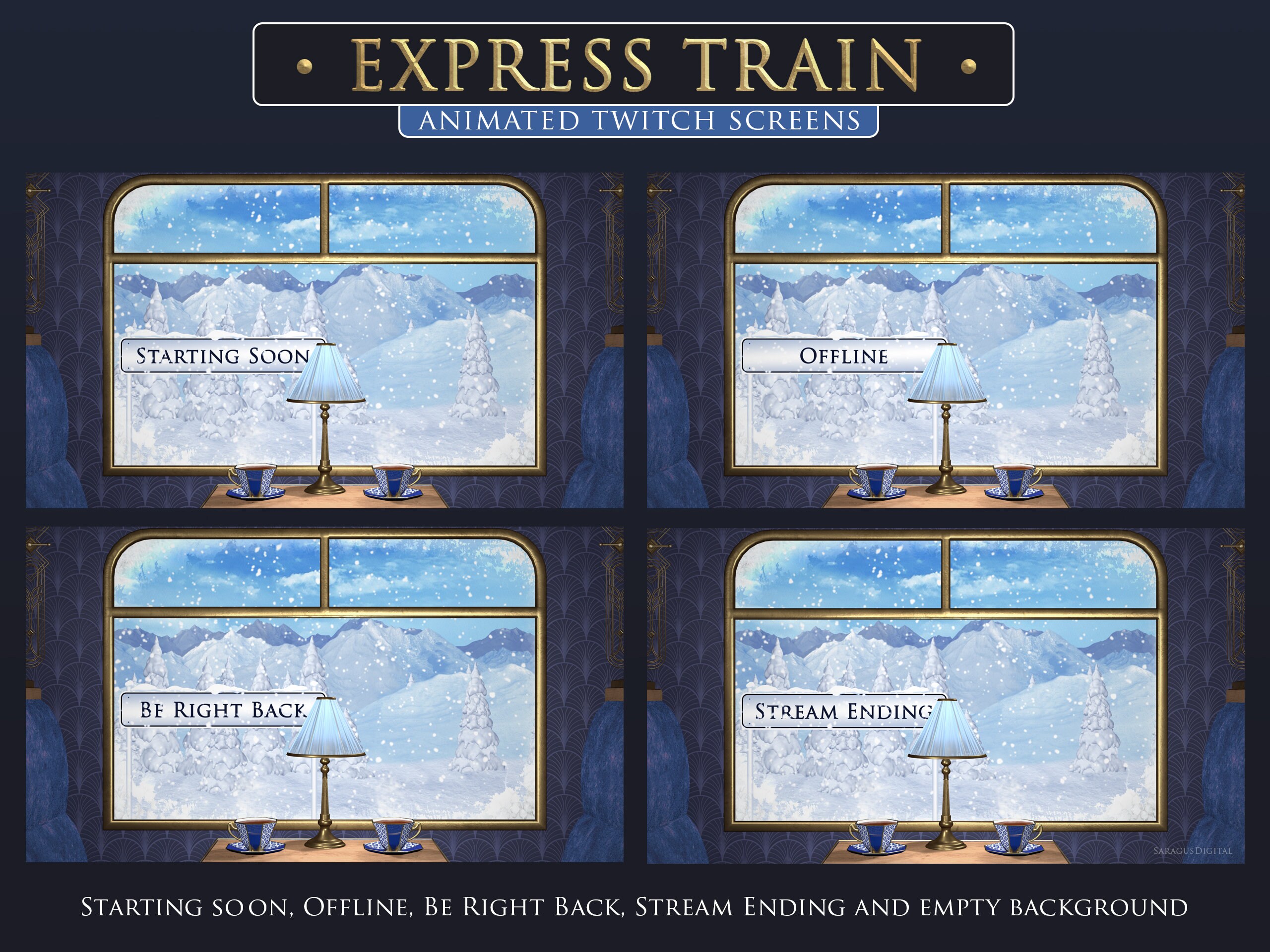 Christmas Train Twitch Stream Animated Overlays, Winter Vtuber ...