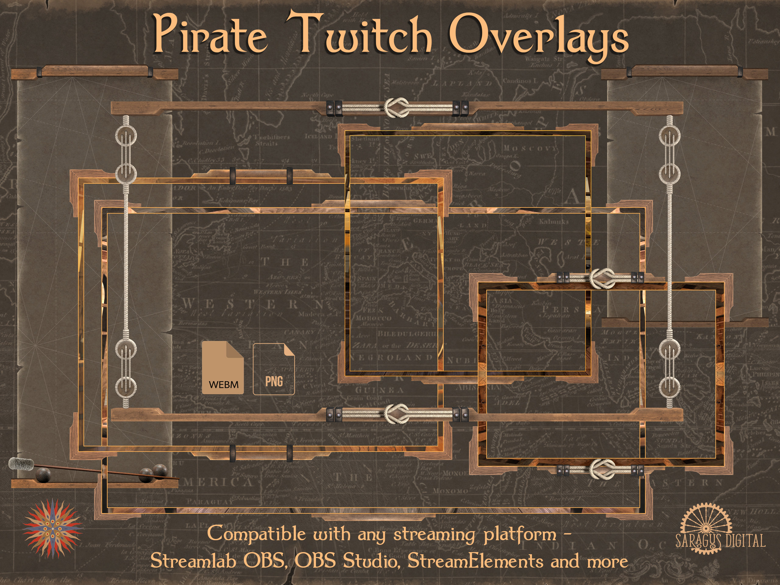 Pirate Twitch Overlay Stream Sea Fantasy and Adventures - Etsy
