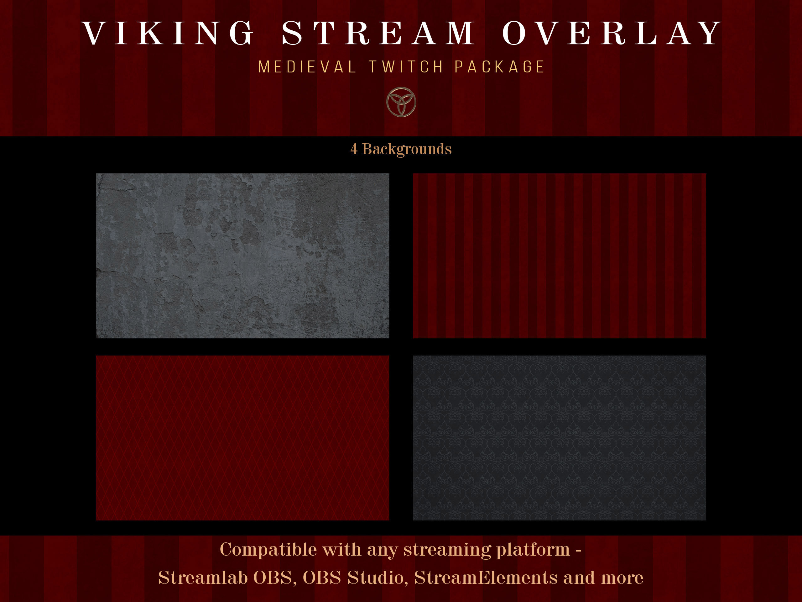 Royal Red Twitch Overlay Package, Animated Medieval Stream Overlays ...