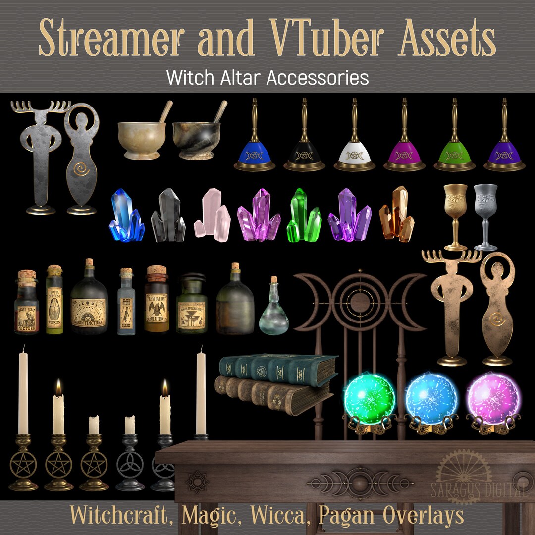 Magic Stream Package, Witchy Altar Twitch Overlays, Vtuber Assets ...