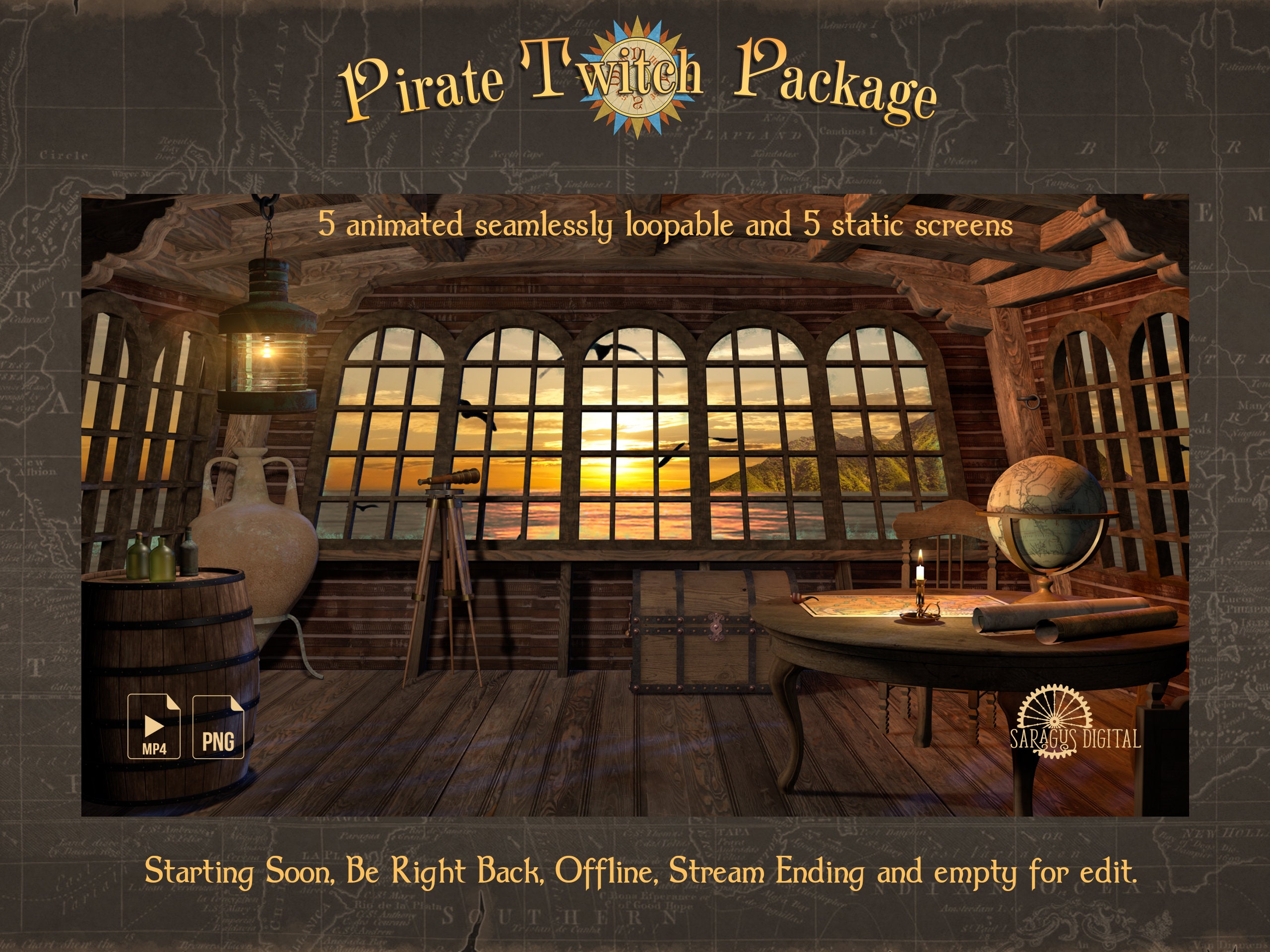 Pirate Stream Package Twitch Overlays for Streamers and - Etsy