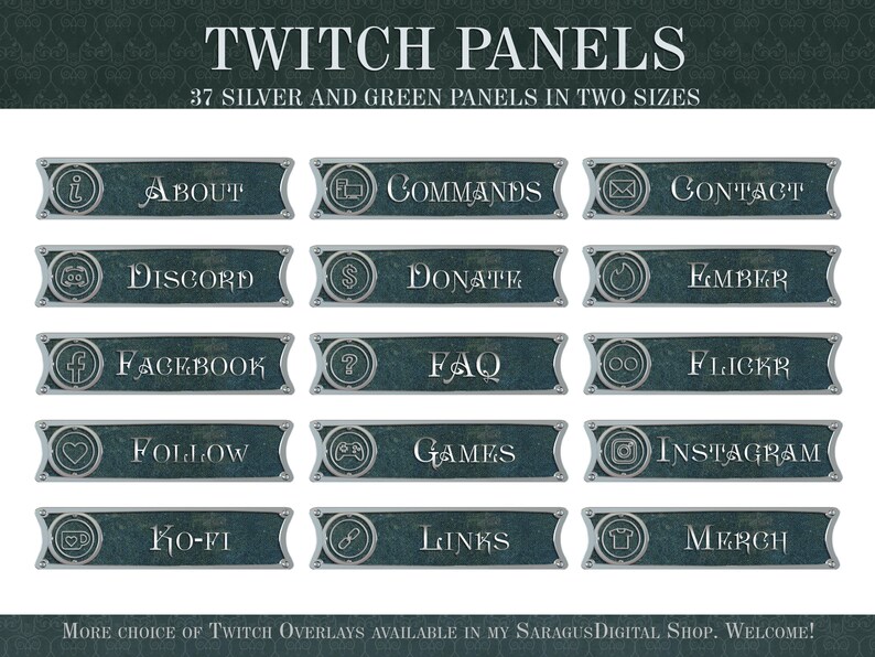 Dark Silver Twitch Panels, Stream Overlays, 37 Streamer and Vtuber ...