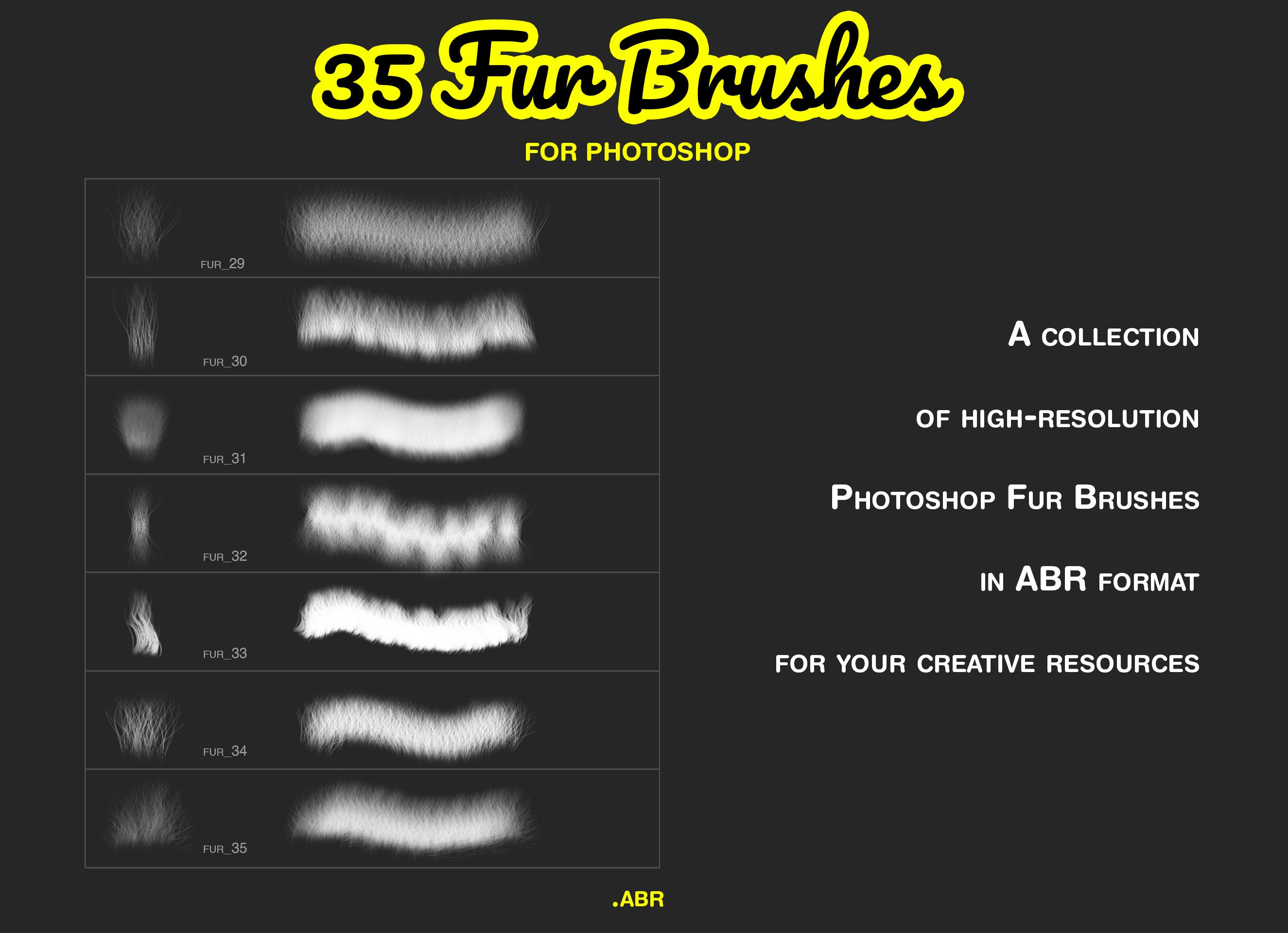 Fur Brushes for Photoshop, 35 ABR Ps Realistic Brushes for Create ...