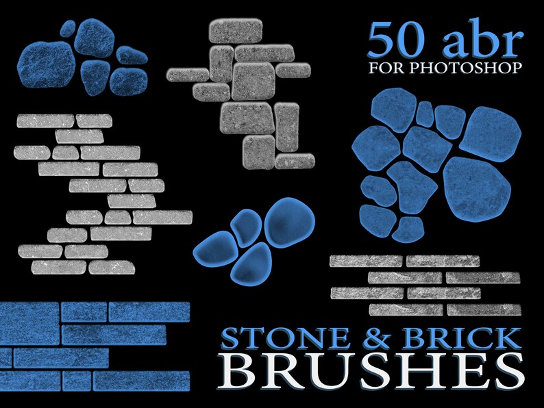 Photoshop Brushes Stone and Brick, Texture Stamps of Wall, Pavement ...