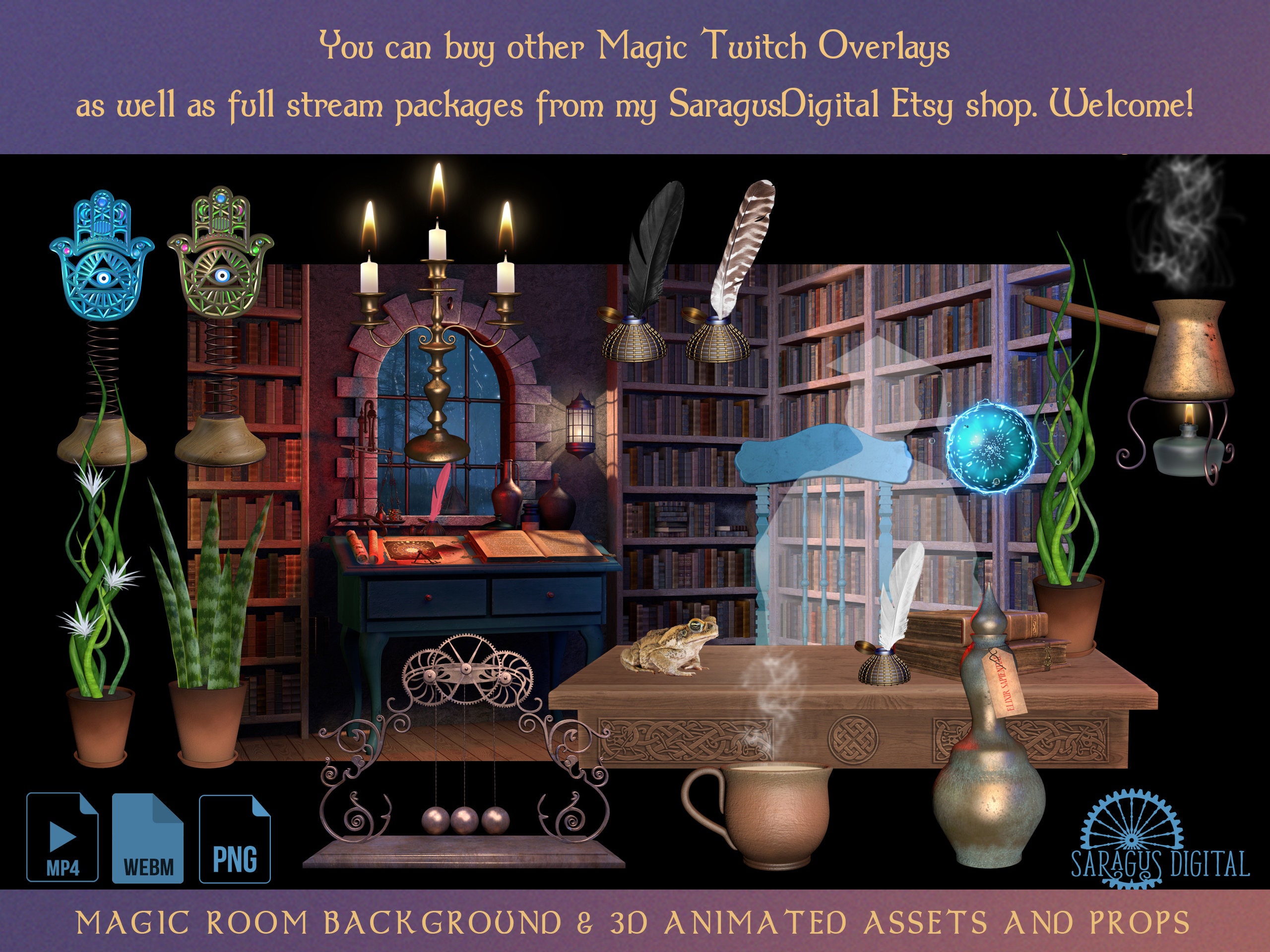 Animated Bronze Candelabrum Twitch Overlay, Candle Vtuber Asset, Dark ...